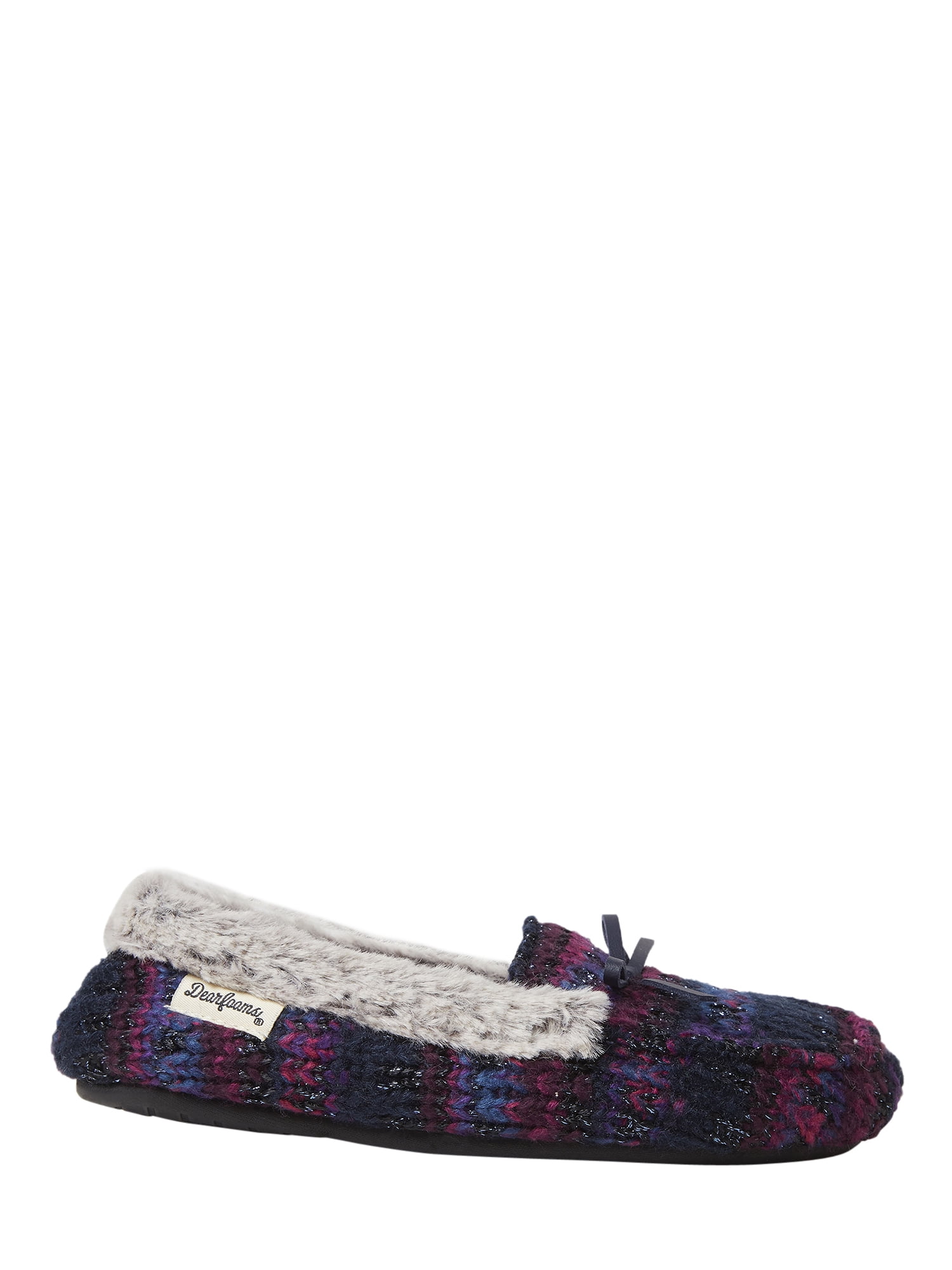 Dearfoams Kids Cozy Fairisle Tie Moccasin Slippers (Toddler, Little ...