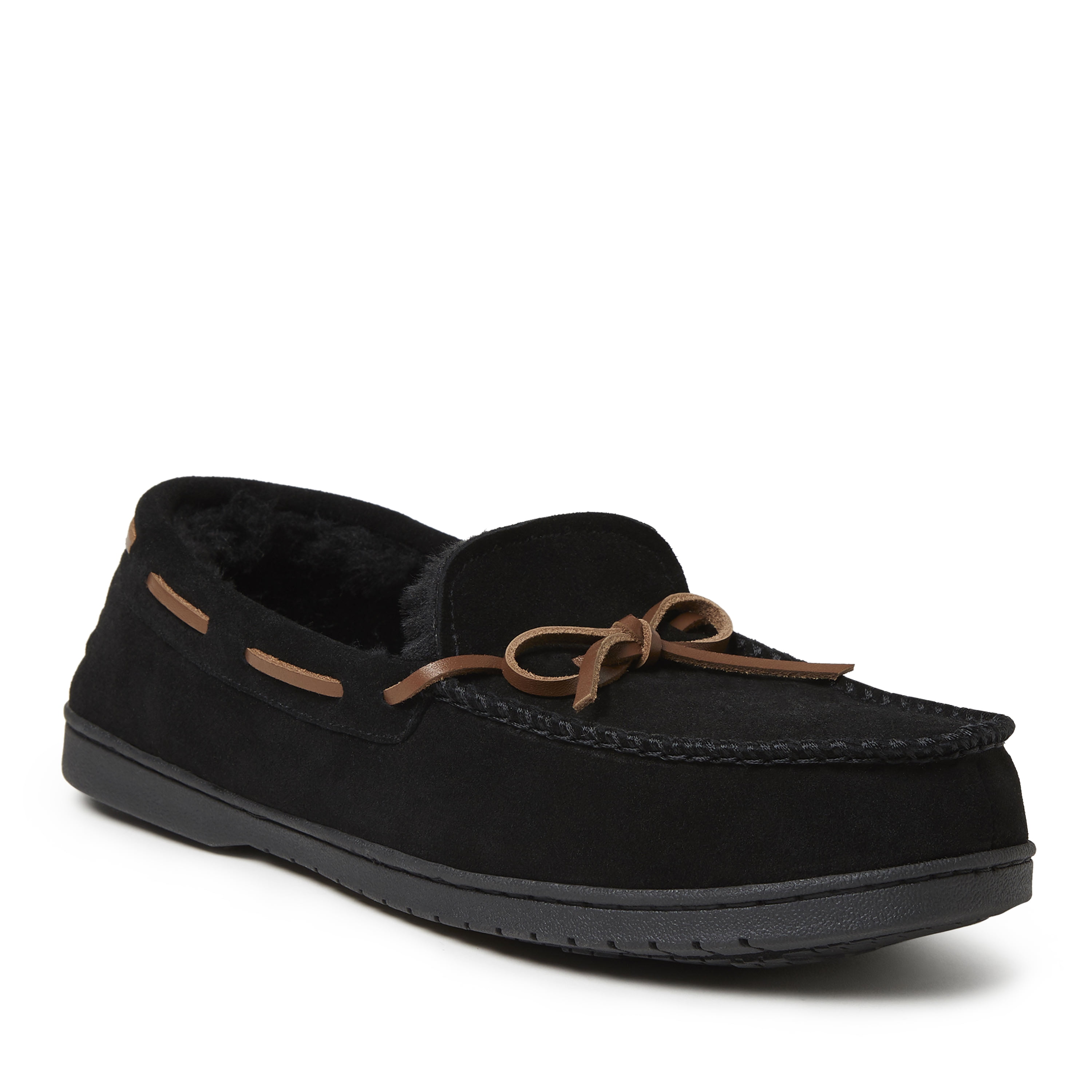 Dearfoams Men's Gen Suede Moc w/ Tie Slippers - Walmart.com