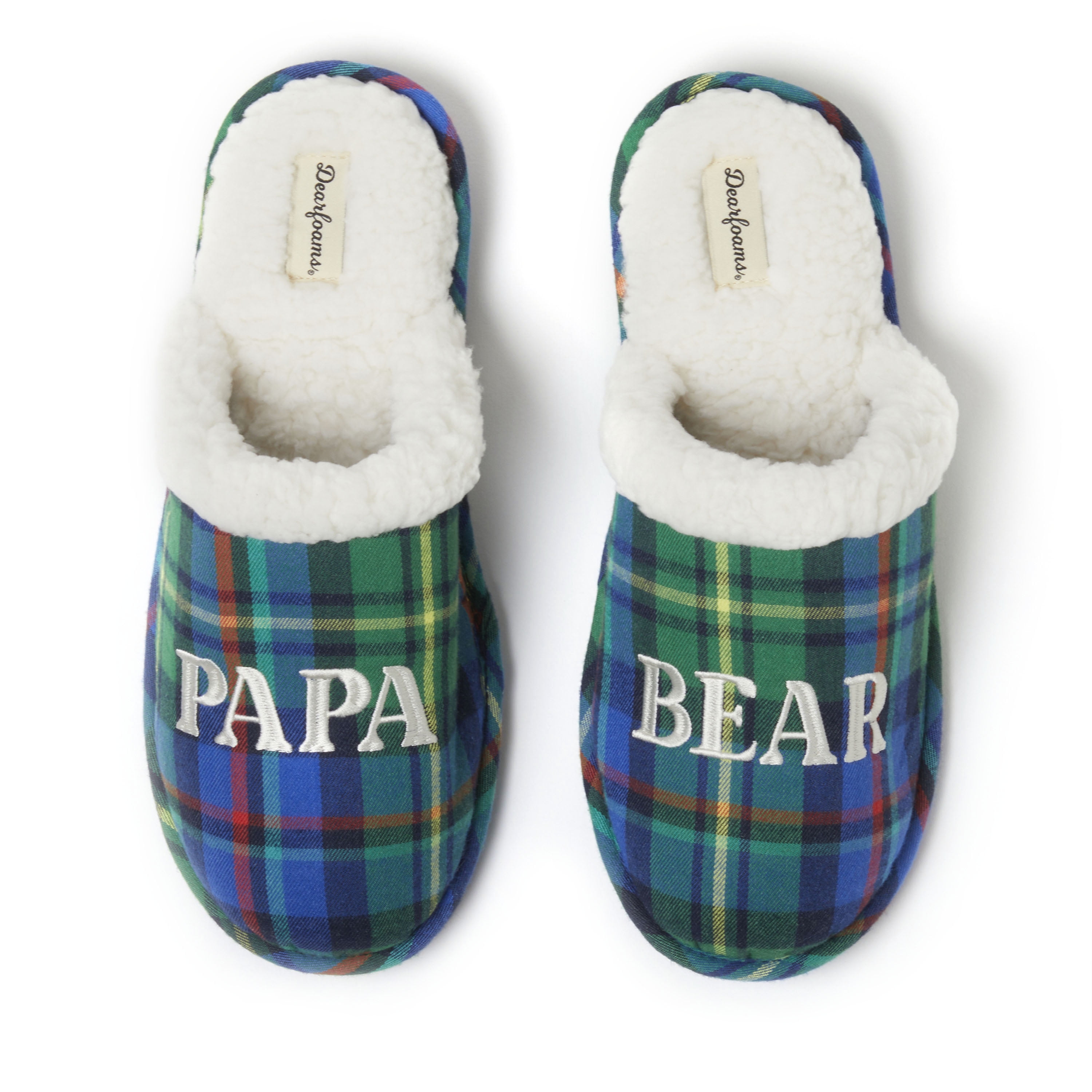 Dearfoams Men's Papa Bear Plaid Dad Scuff Slipper - Walmart.com