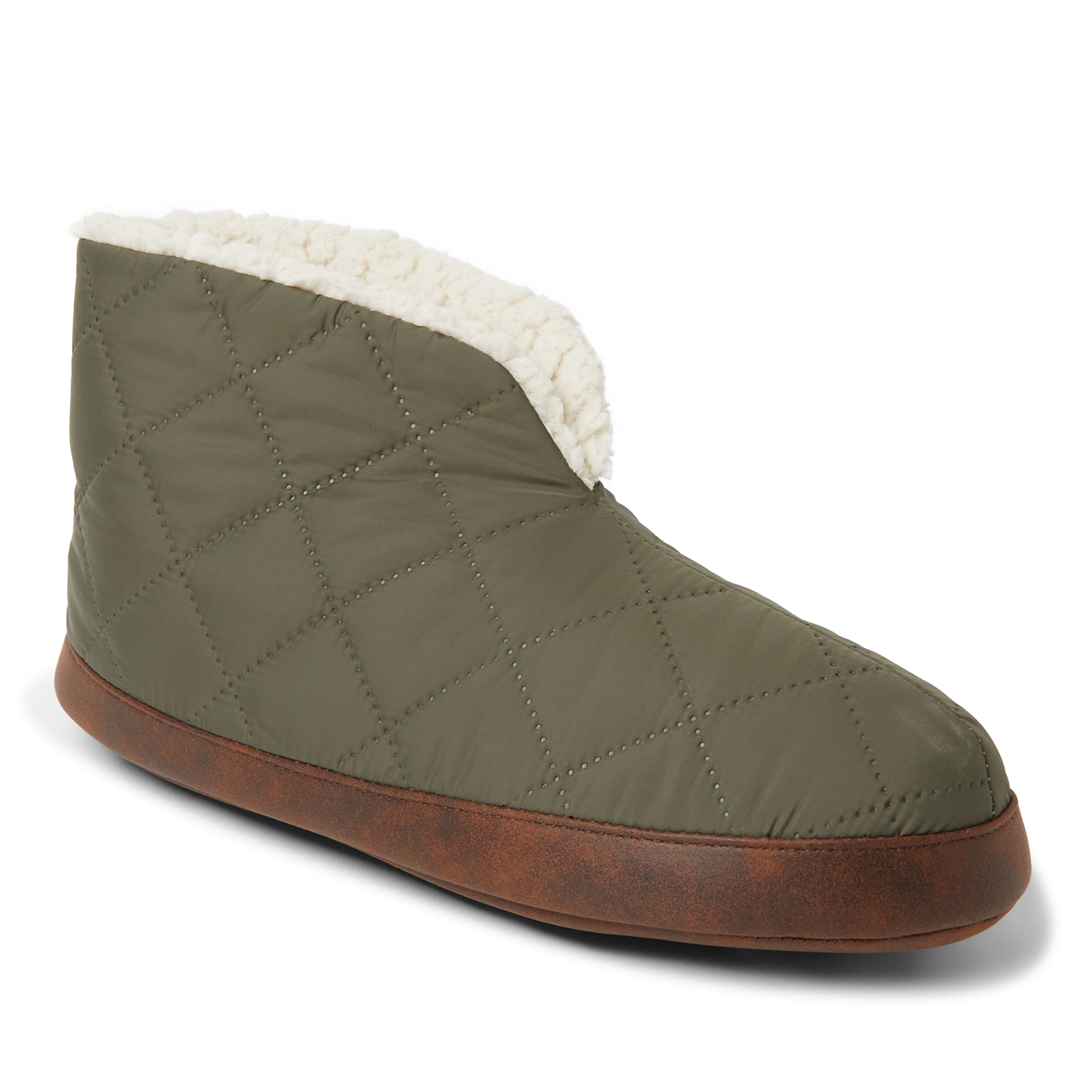 Dearfoams Men's Quilted Nylon Warm Up Bootie House Slipper - Walmart.com