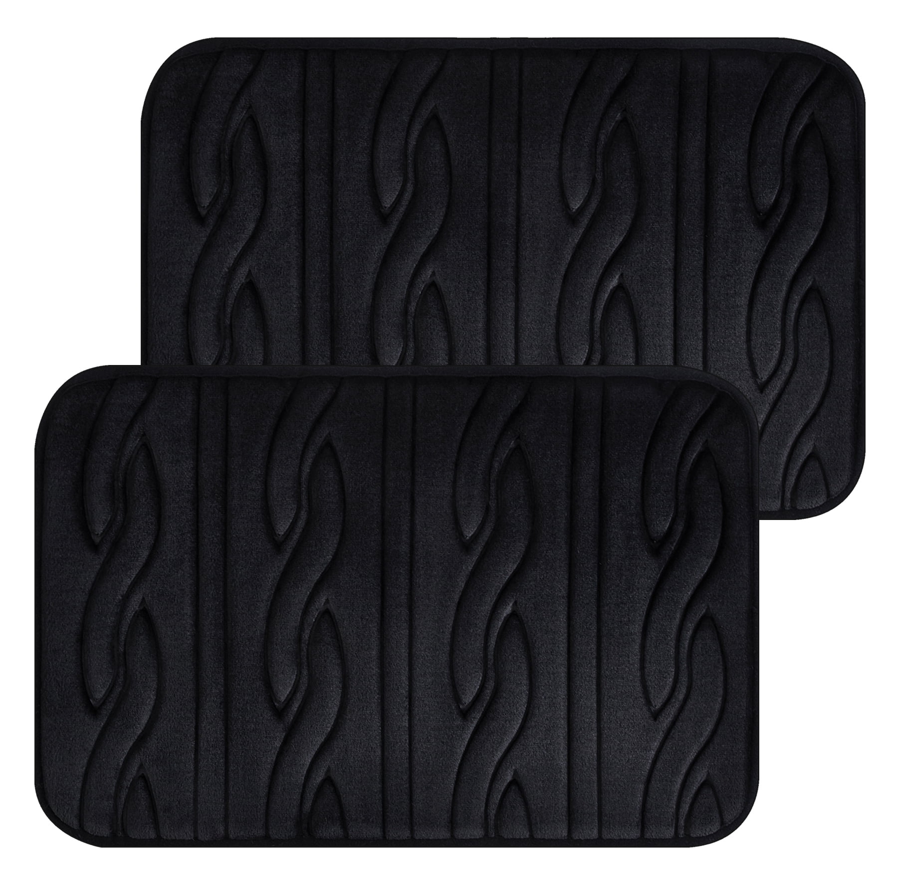 Dearfoams Soft & Plush Bath Rugs, Black Faux Fur Embossed Cable Pattern ...