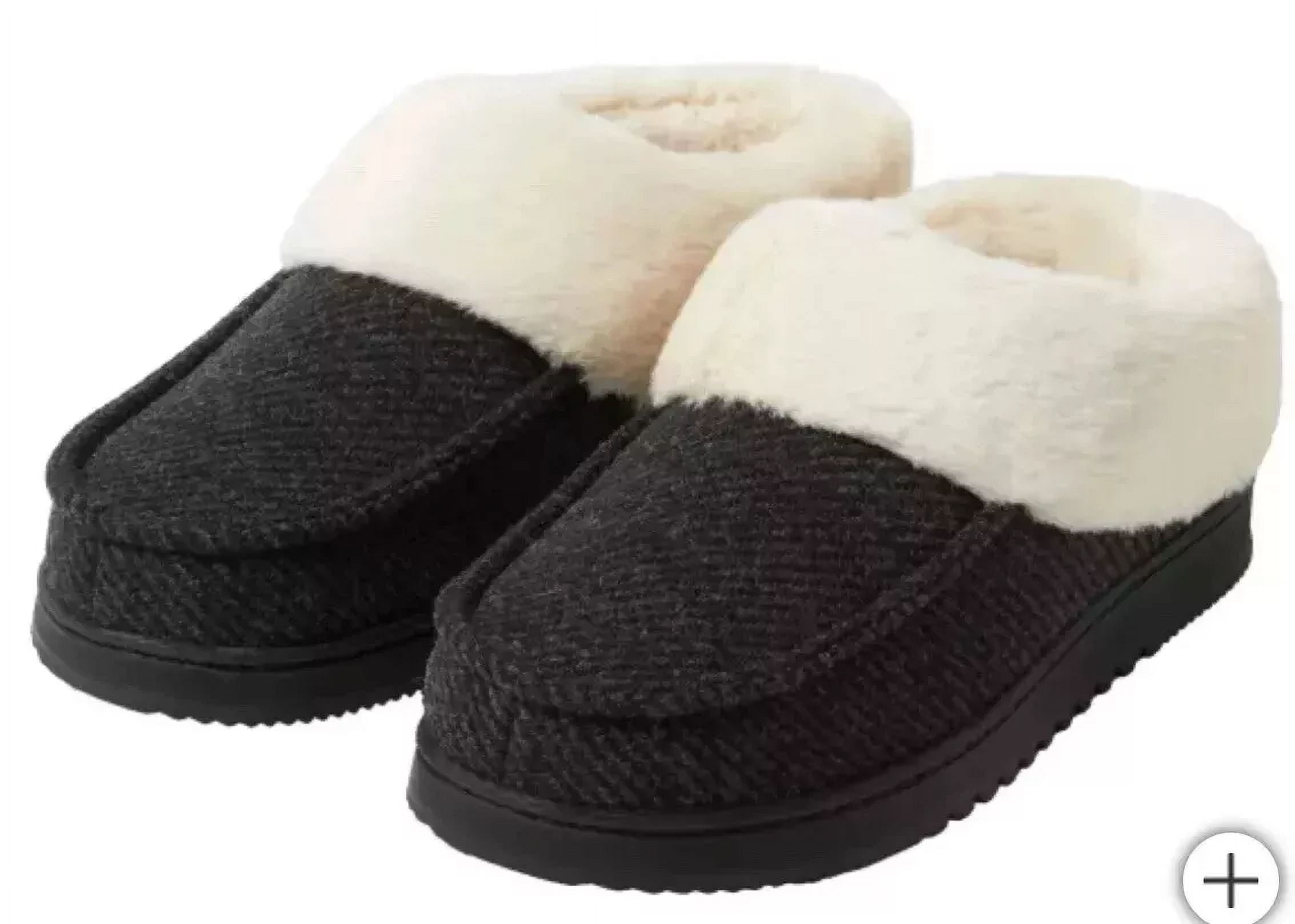 Dearfoams Women’s BLACK Indoor/Outdoor Memory Foam Clog Slippers ...