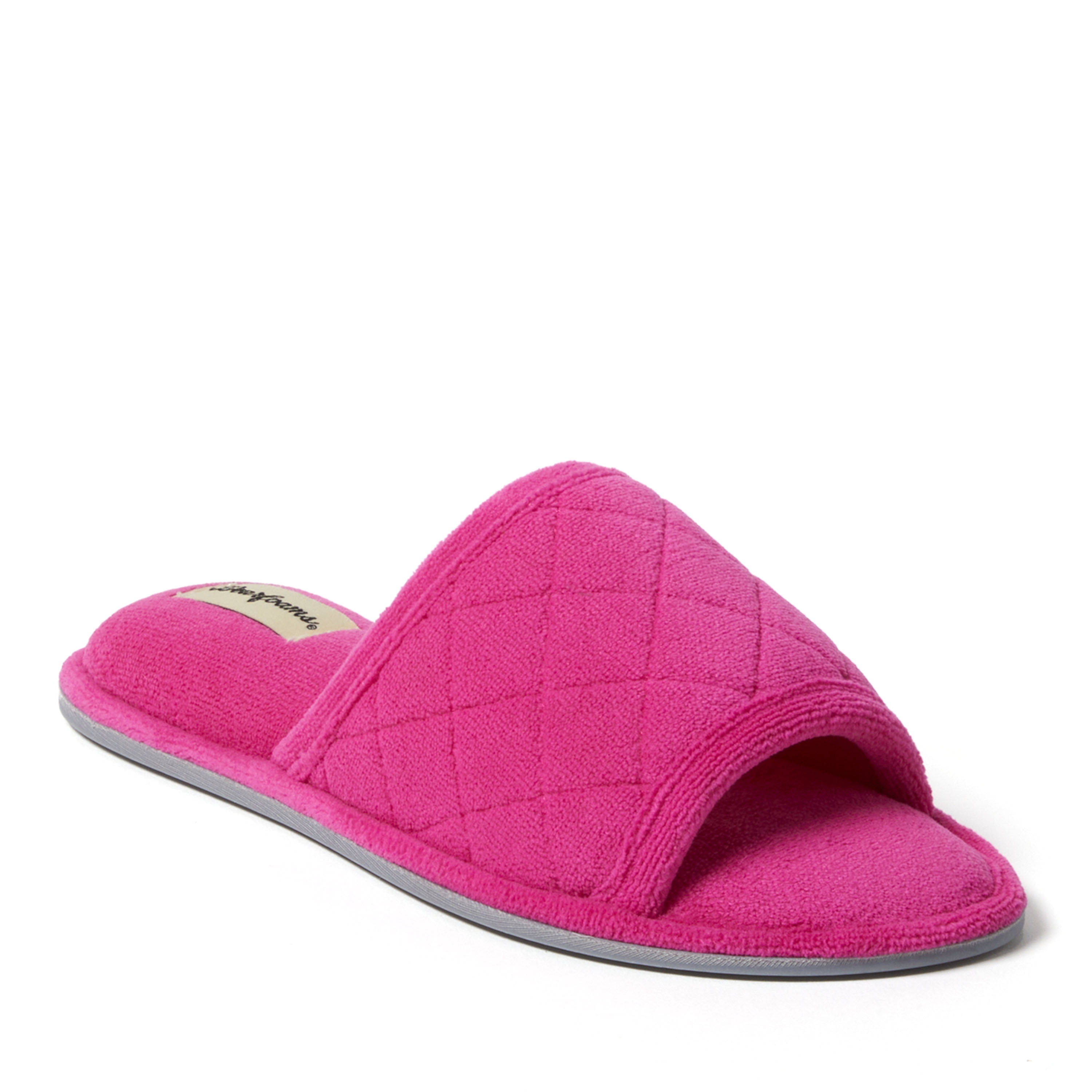 Dearfoams Women's Beatrice Quilted Microfiber Terry Slide Slipper ...