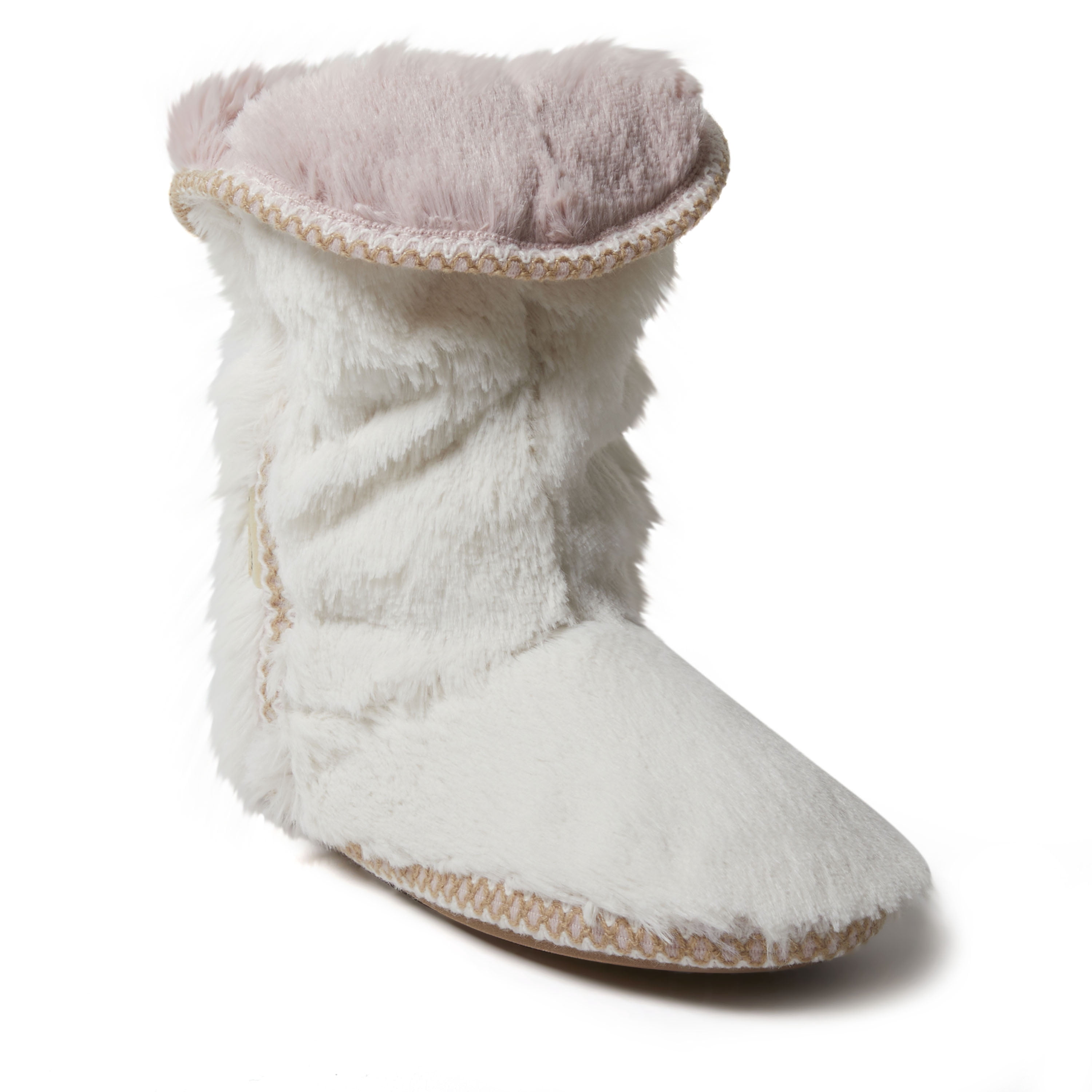 Dearfoams Women's Beth Faux Fur Fold Down Fuzzy Bootie House Slipper ...