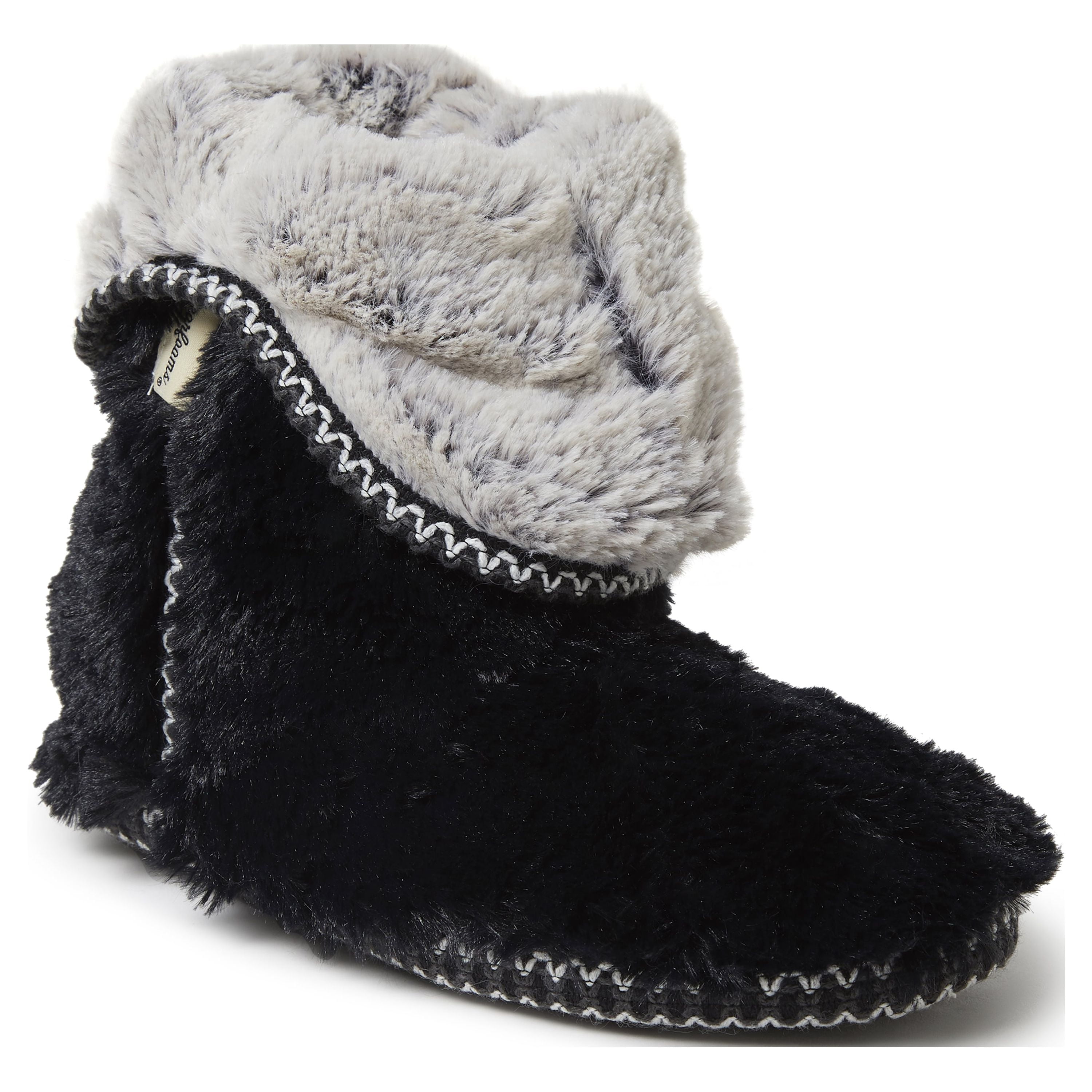 Dearfoams Women's Cozy Warm Indoor Beth Faux Fur Fold Down Bootie ...