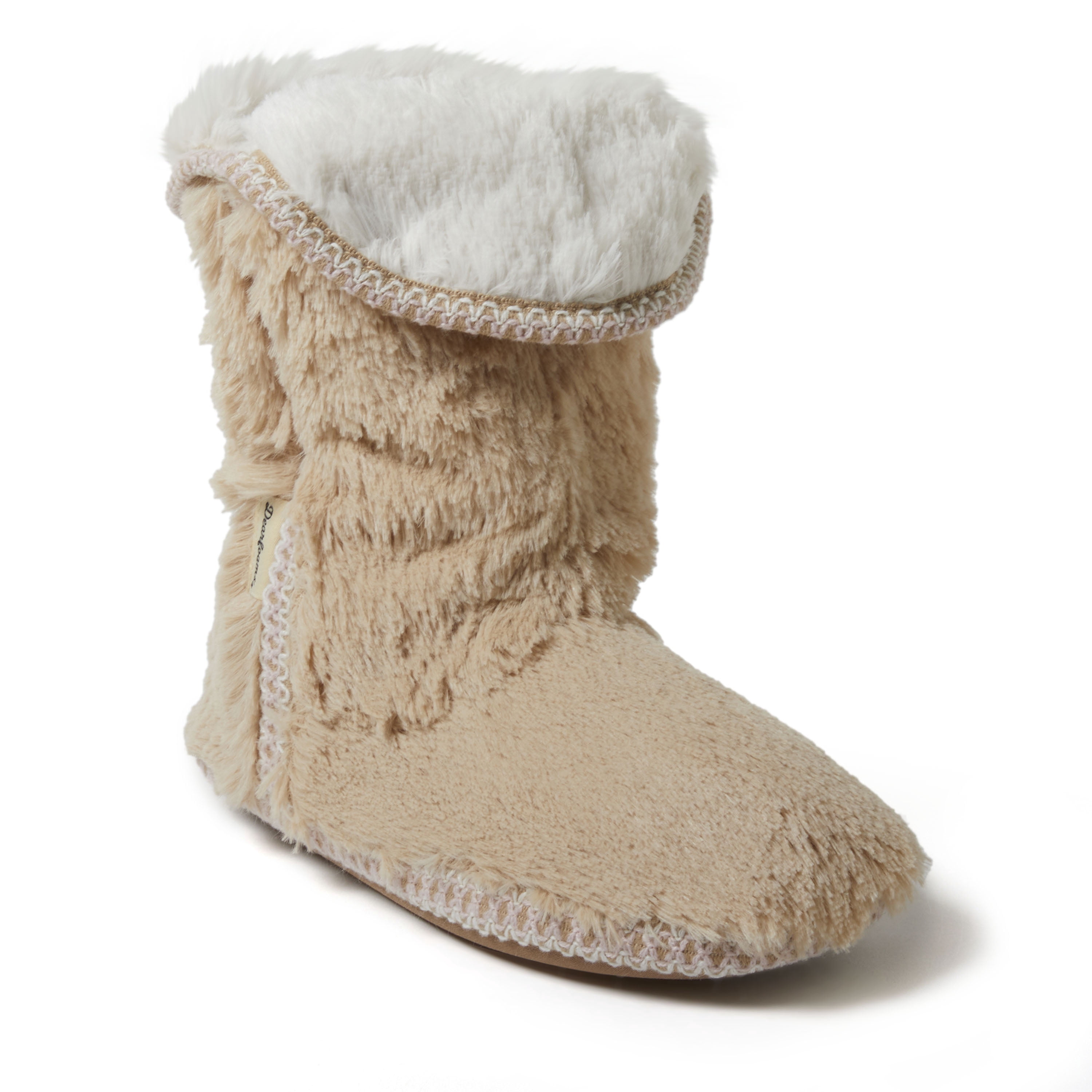 Dearfoams Women's Beth Faux Fur Fold Down Fuzzy Bootie House Slipper ...