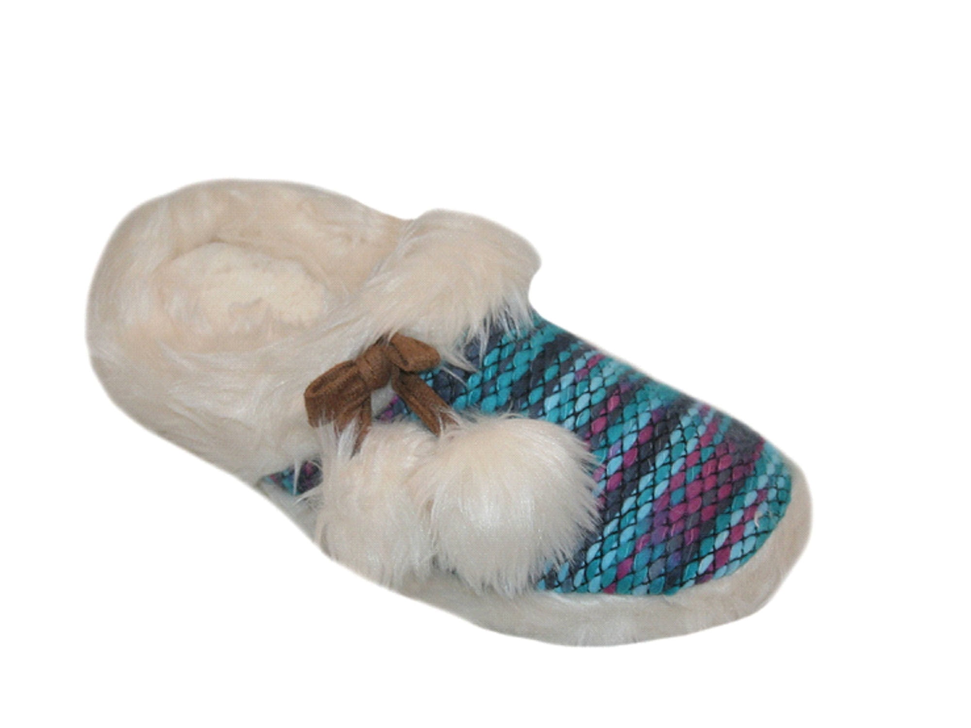 Dearfoams Women's Chunky Knit Clog with Poms Slipper Green (Small ...