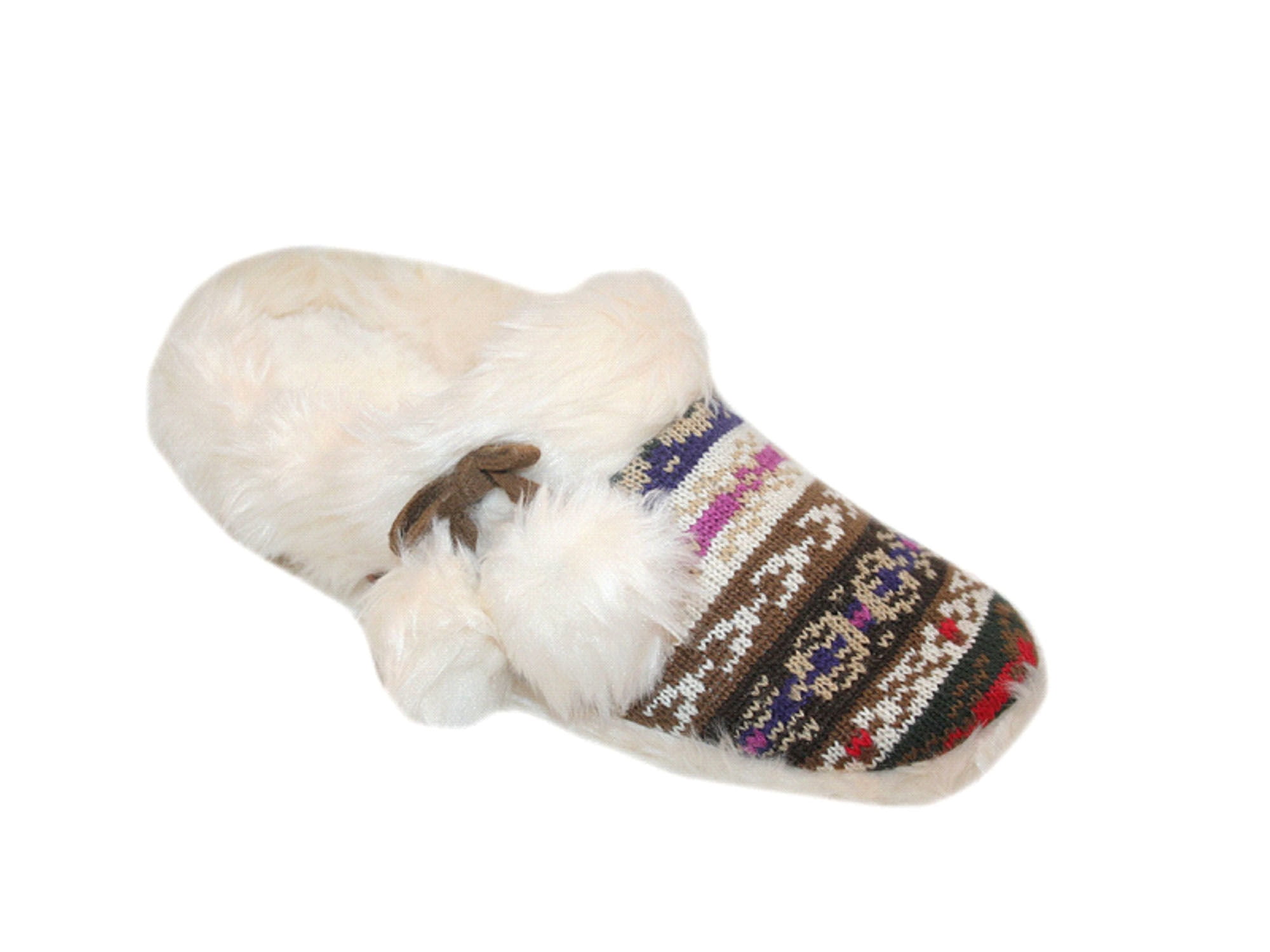 Dearfoams Women's Fairisle Clog with Poms Slipper Multi-Color (Large ...