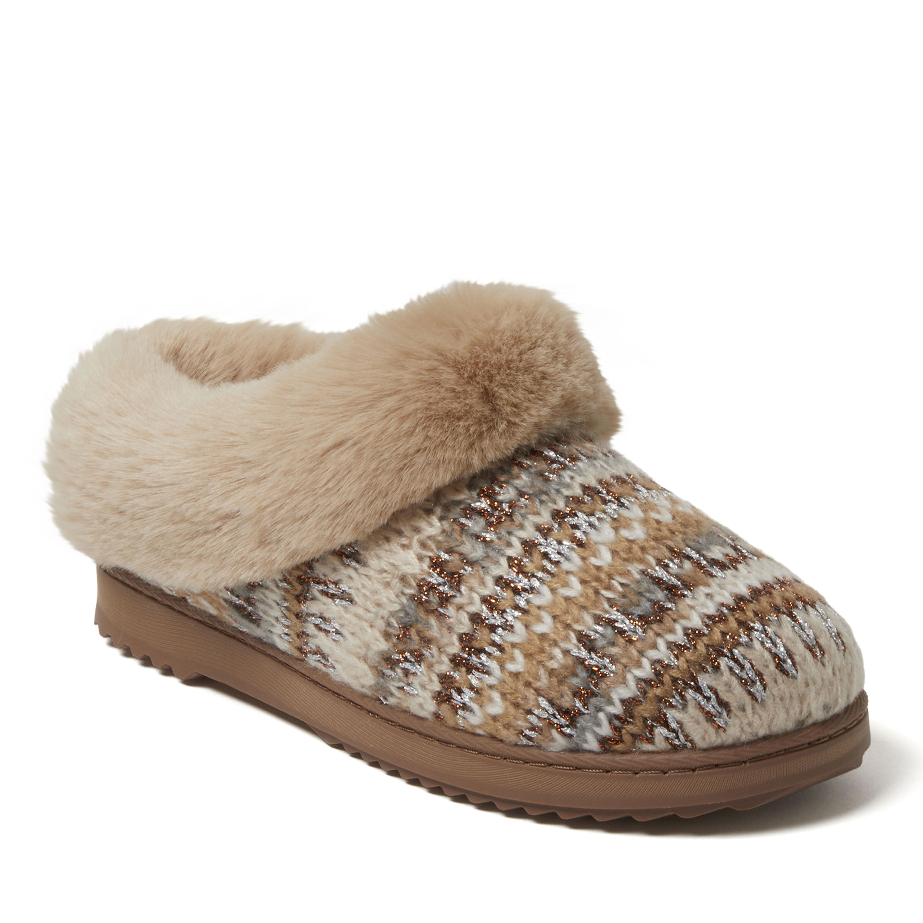 Dearfoams Women's Hannah Festive Knit Clog House Shoe Slipper - Walmart.com