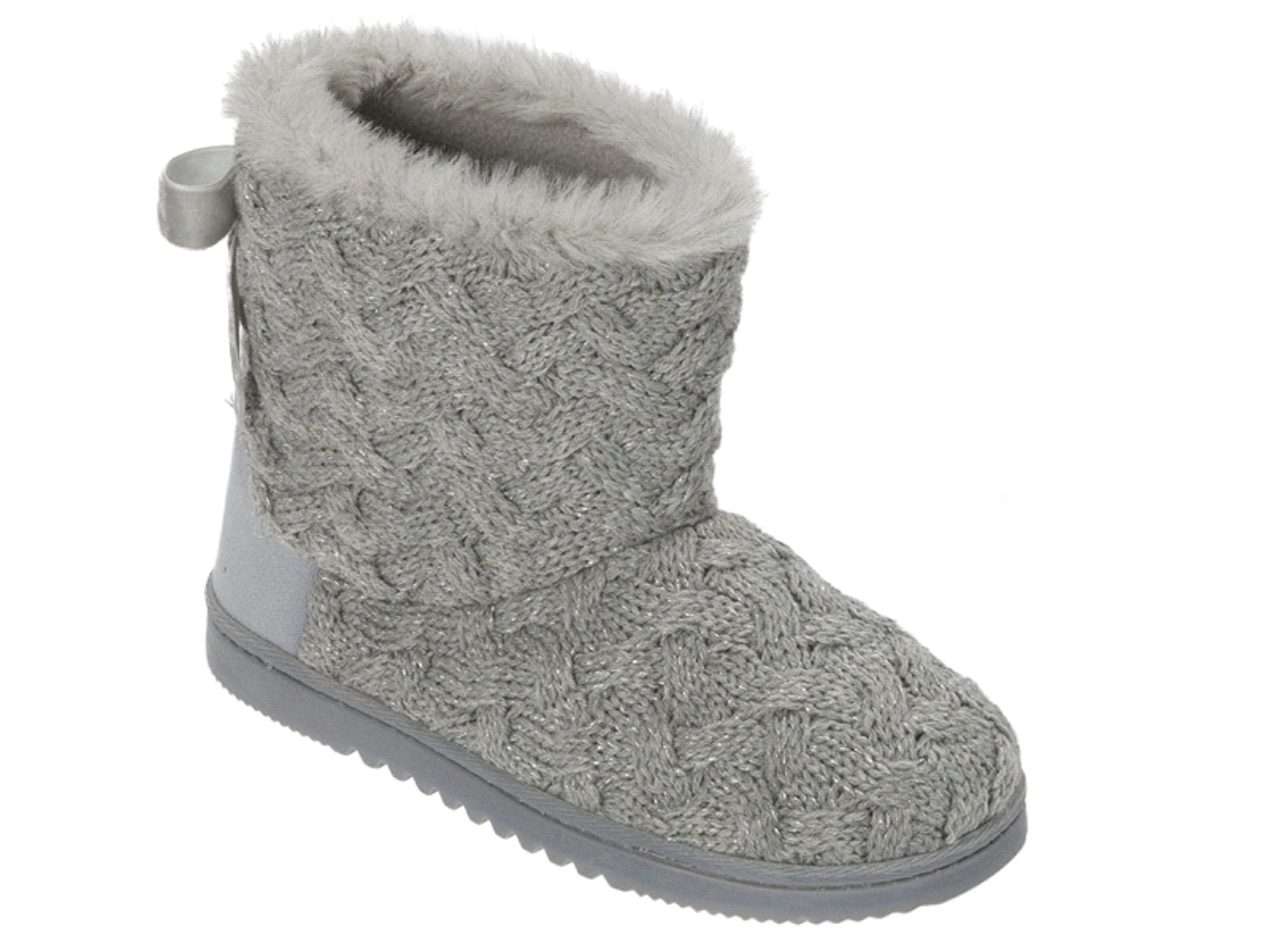 Dearfoams Women's Knit Boot Slipper Gray (Small, Shoe Size 5-6 ...