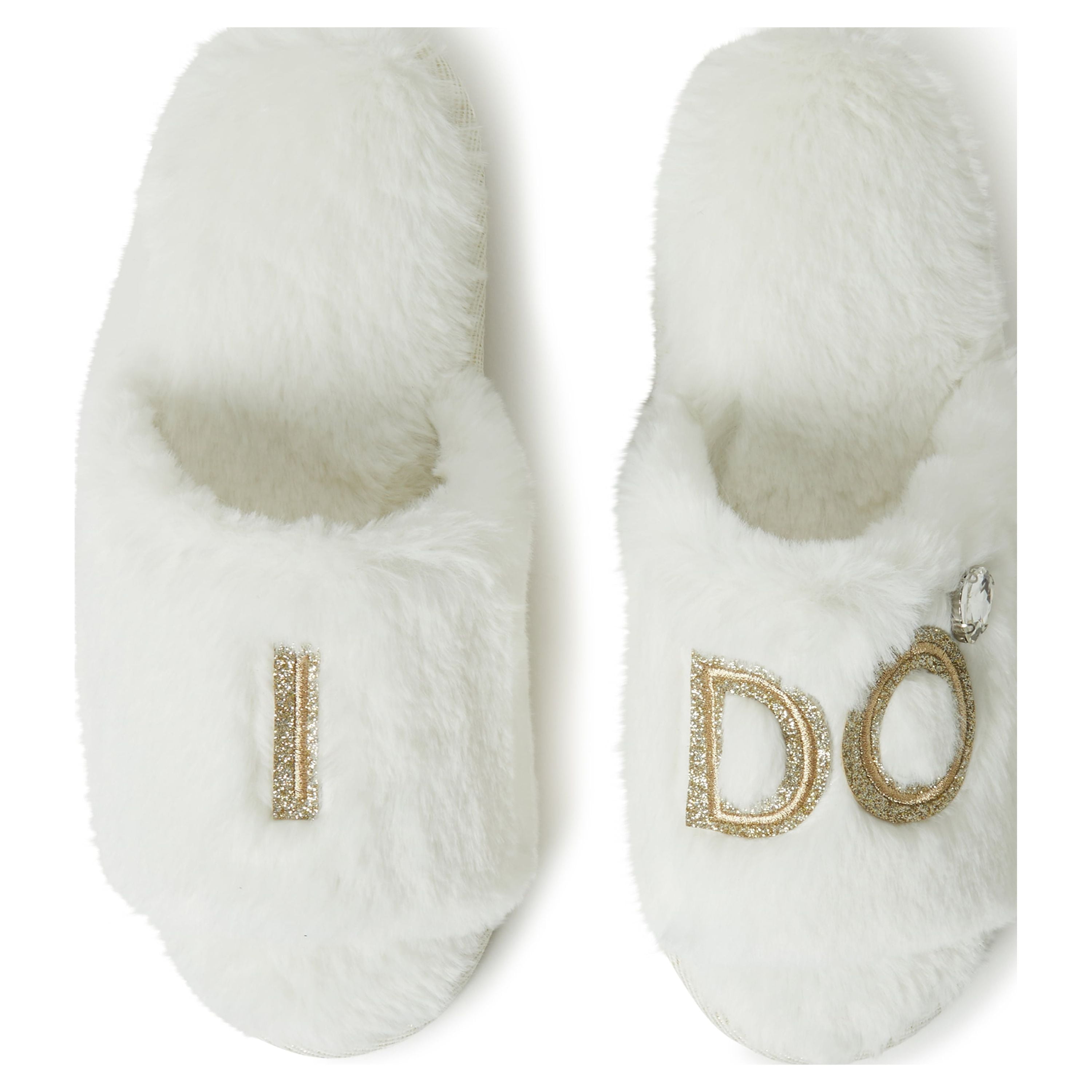 Dearfoams Women's Lane Bridal I Do Fuzzy Slide Slipper - Walmart.com