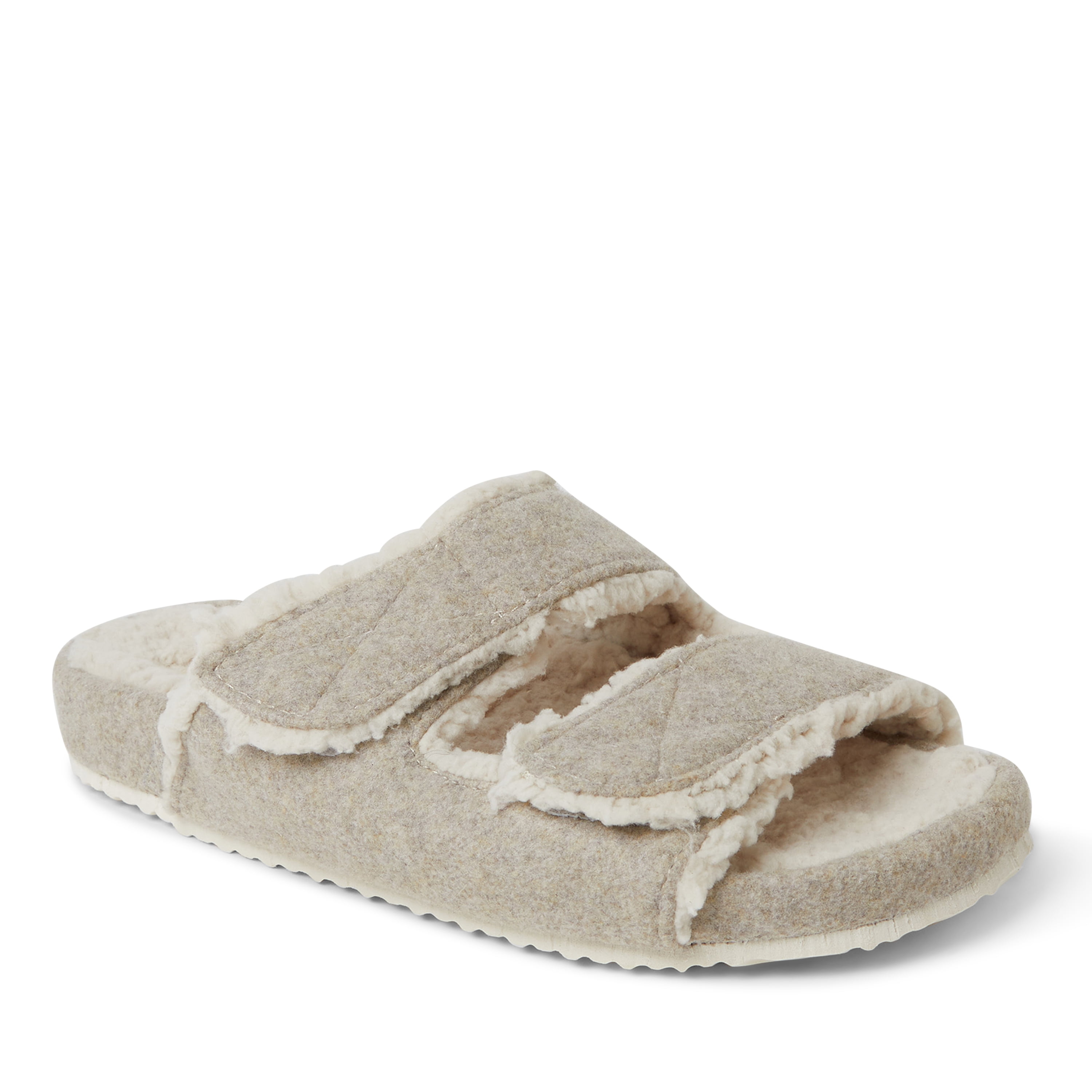 Dearfoams Women's Margo Adjustable Double Band Molded Footbed Slide ...