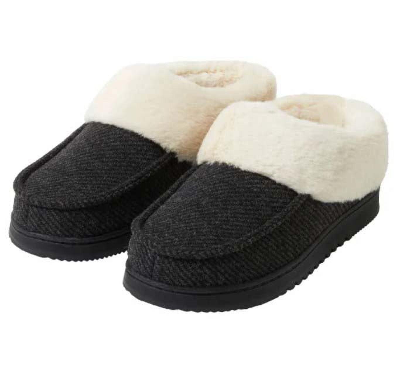 Dearfoams Women's Memory Foam Insole Indoor/Outdoor Slippers Grey Size ...