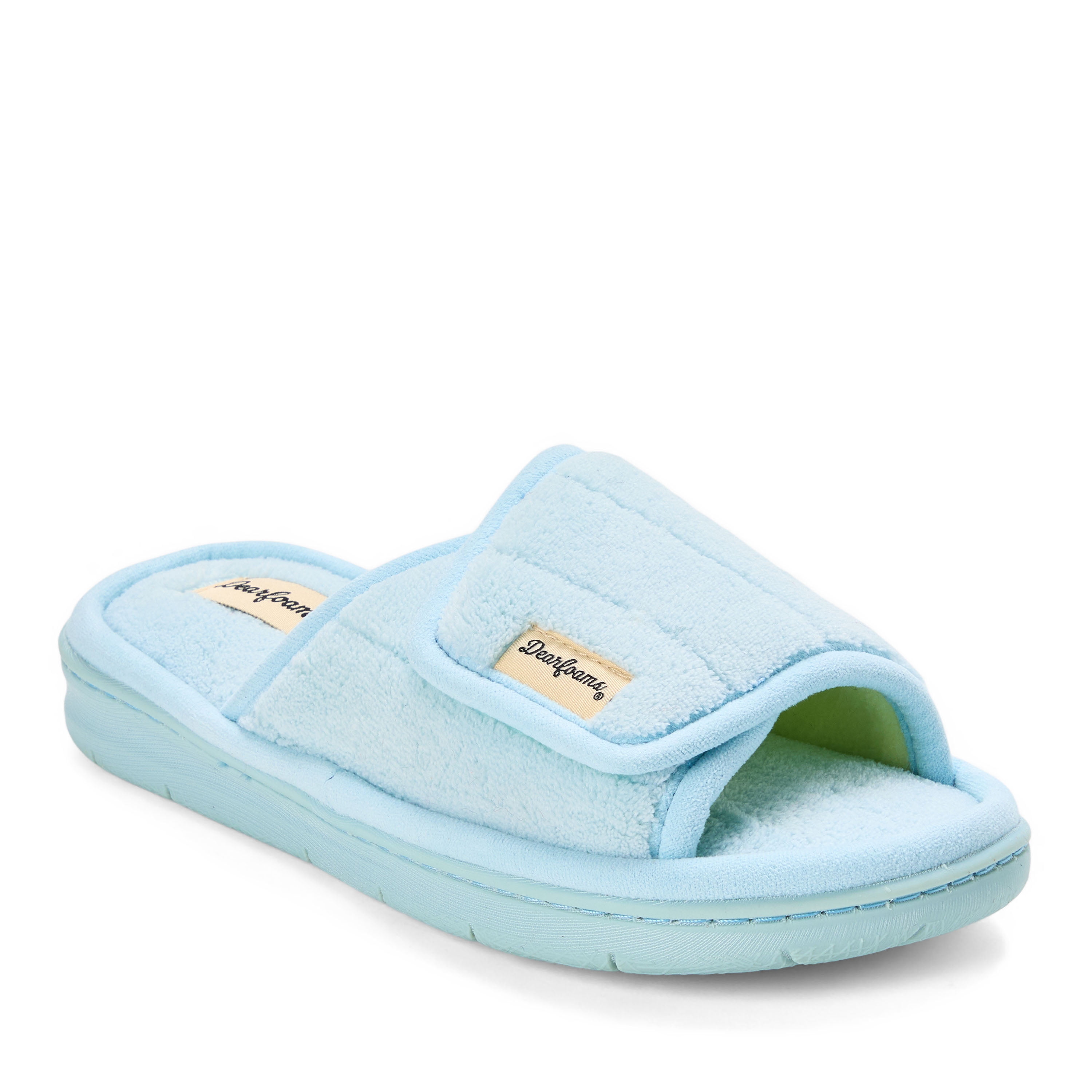 Dearfoams Women's Mickey Terry Adjustable Shower Slide House Slipper ...