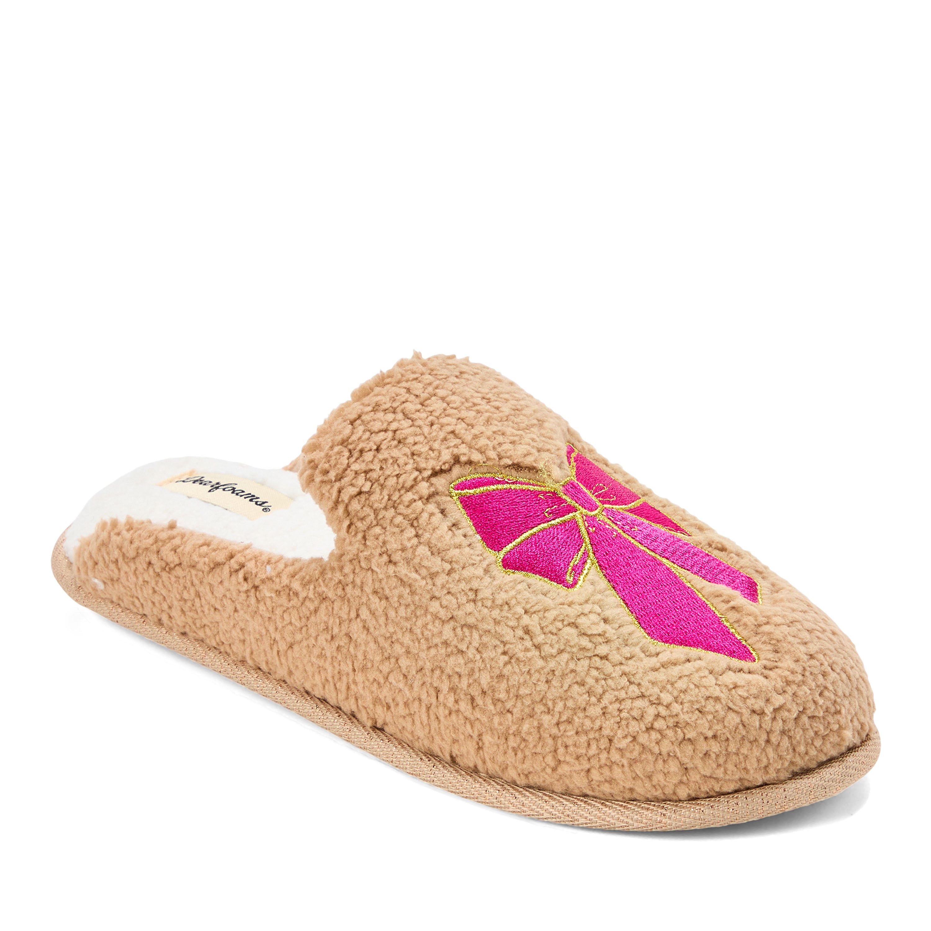 Dearfoams Women's Pink Bow Teddy Scuff Slipper - Walmart.com