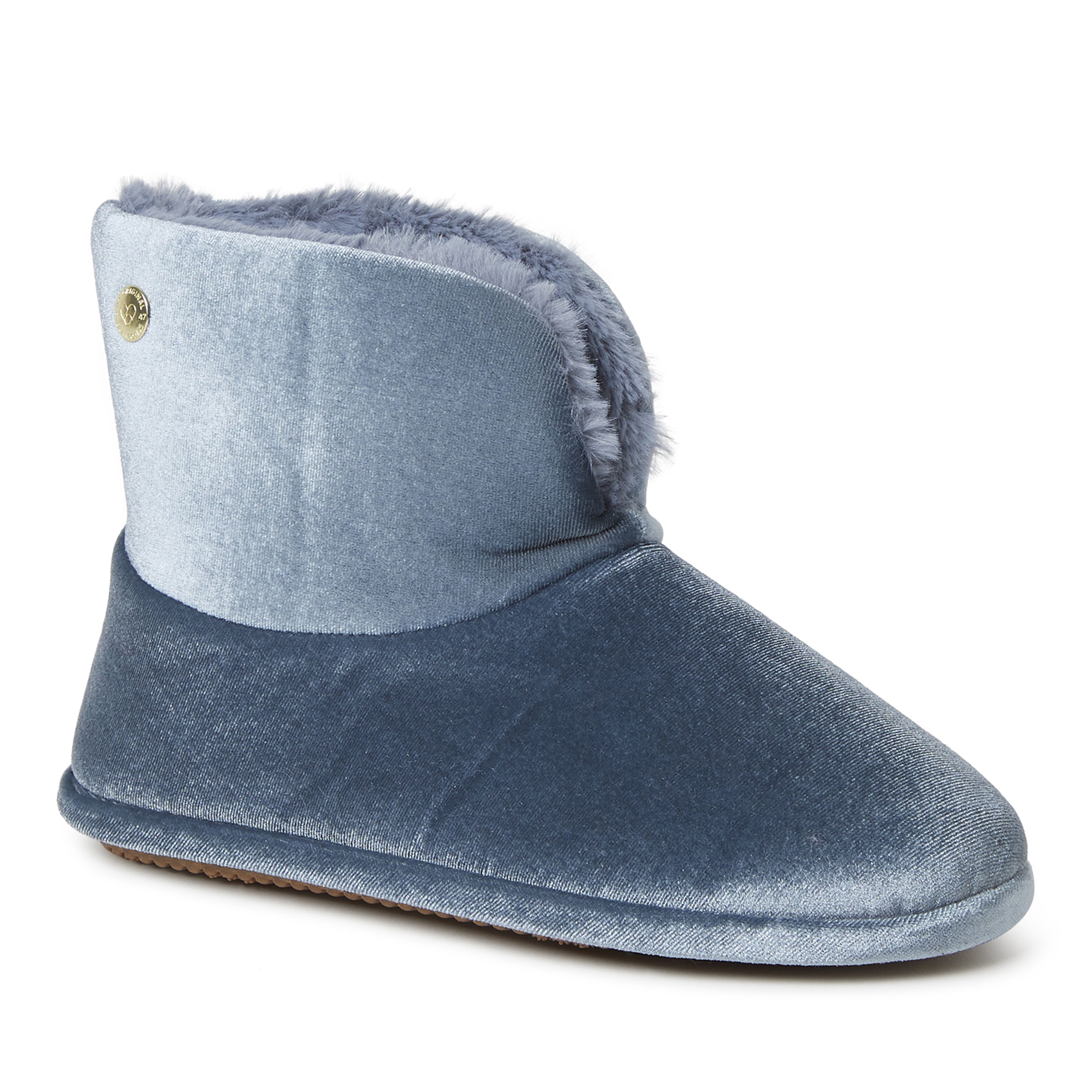 Dearfoams Women's Sara Shiny Velour Bootie House Slipper Boot - Walmart.com