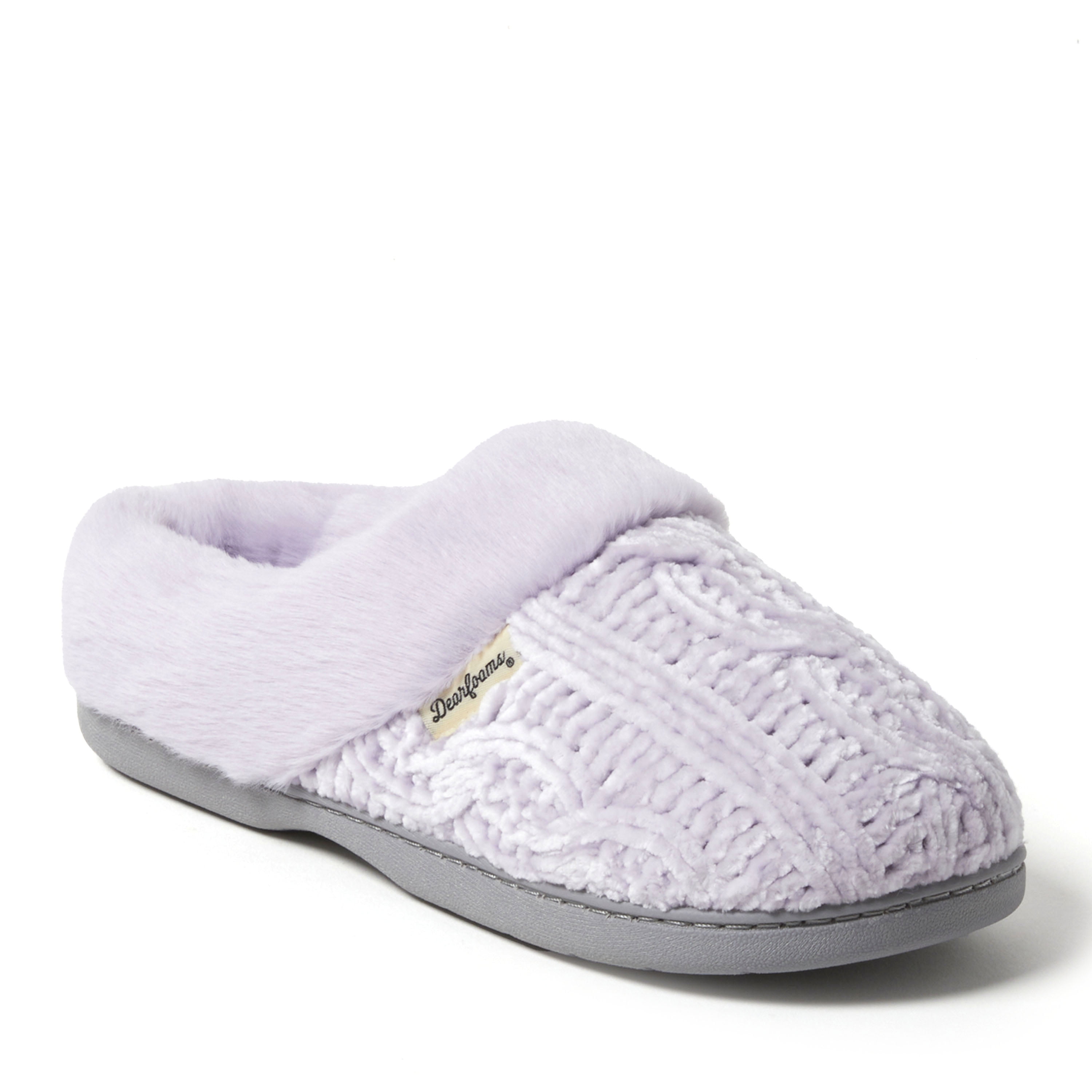 Dearfoams Womens Claire Cable Knit Chenille Clog House Slipper ...