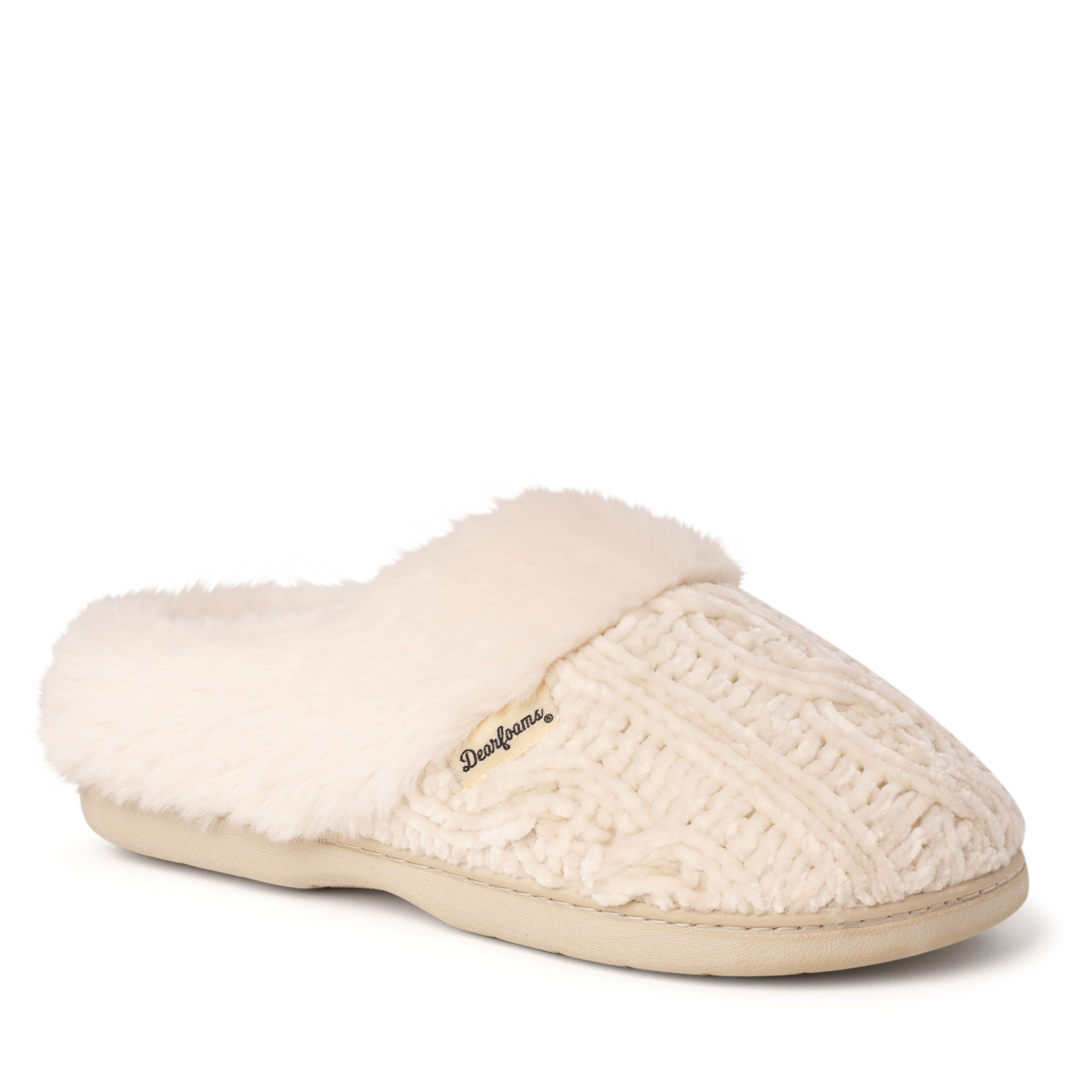 Dearfoams Womens Claire Cable Knit Chenille Clog House Shoe Slipper ...