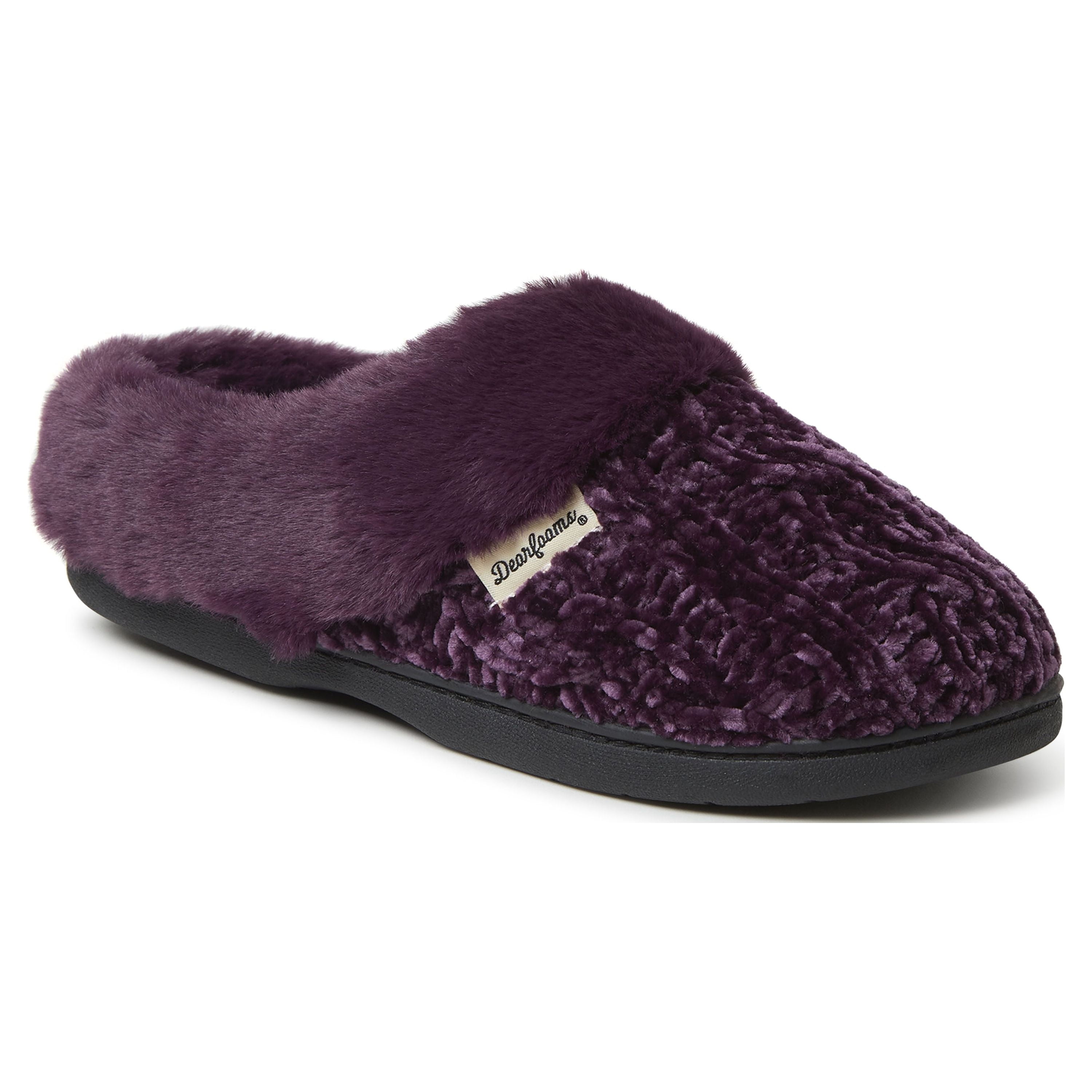 Dearfoams Womens Claire Cable Knit Chenille Clog House Slipper ...