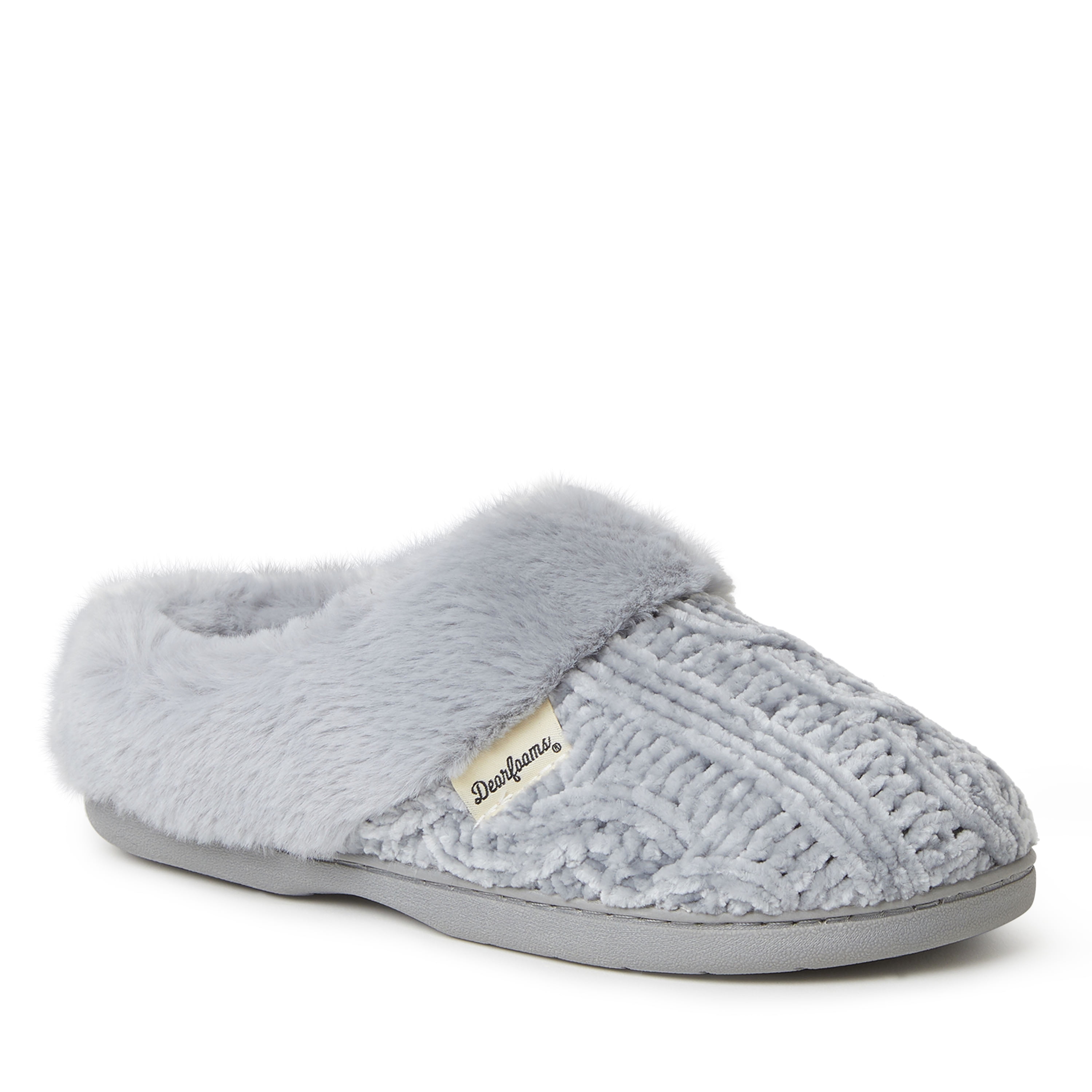Dearfoams Womens Claire Marled Cable Knit Chenille Clog House Slipper ...