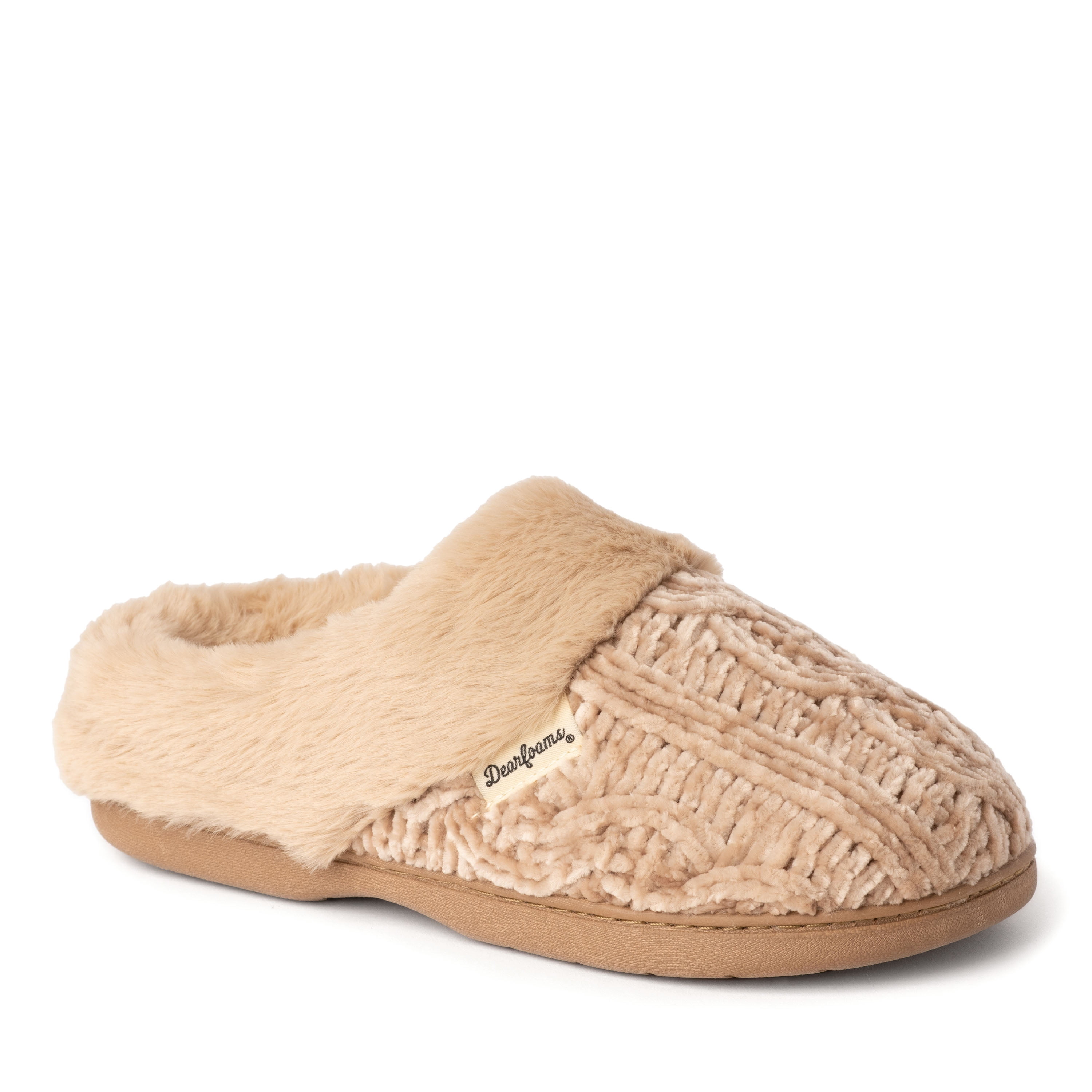 Dearfoams Womens Claire Cable Knit Chenille Clog House Shoe Slipper ...