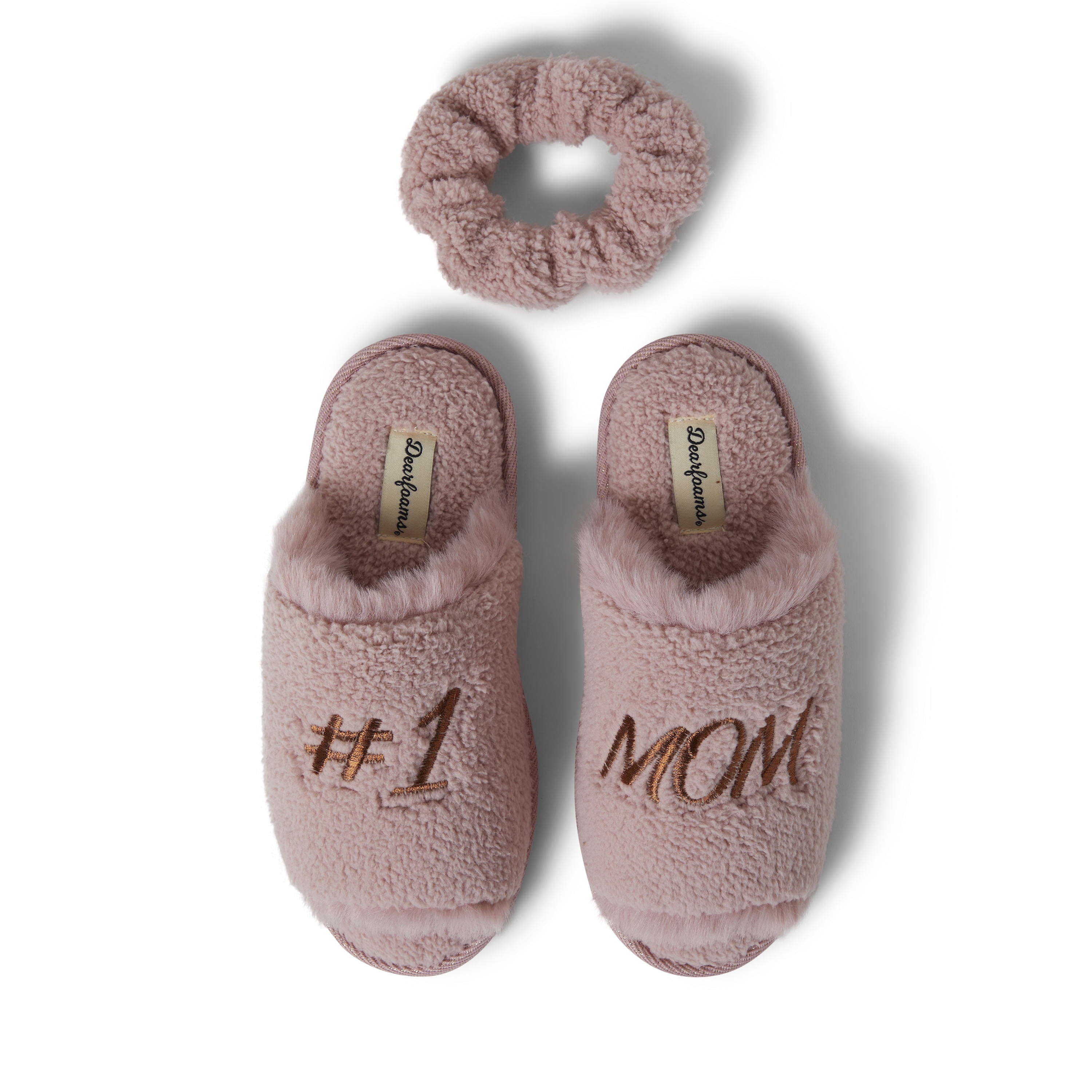 Dearfoams Womens Louise Embroidered Mom Slide Slipper Gift Set with ...