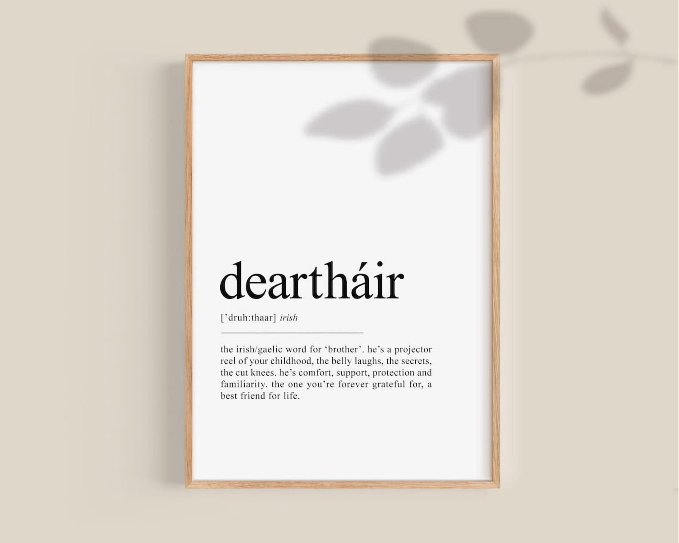 Dearth ir Irish Brother Definition Poster Gaeilge Gaelic Ireland wall ...