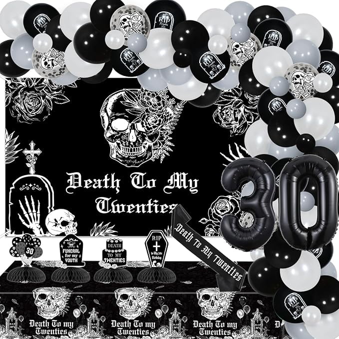Death to My 20s Decorations Black Death to My Twenties Backdrop ...