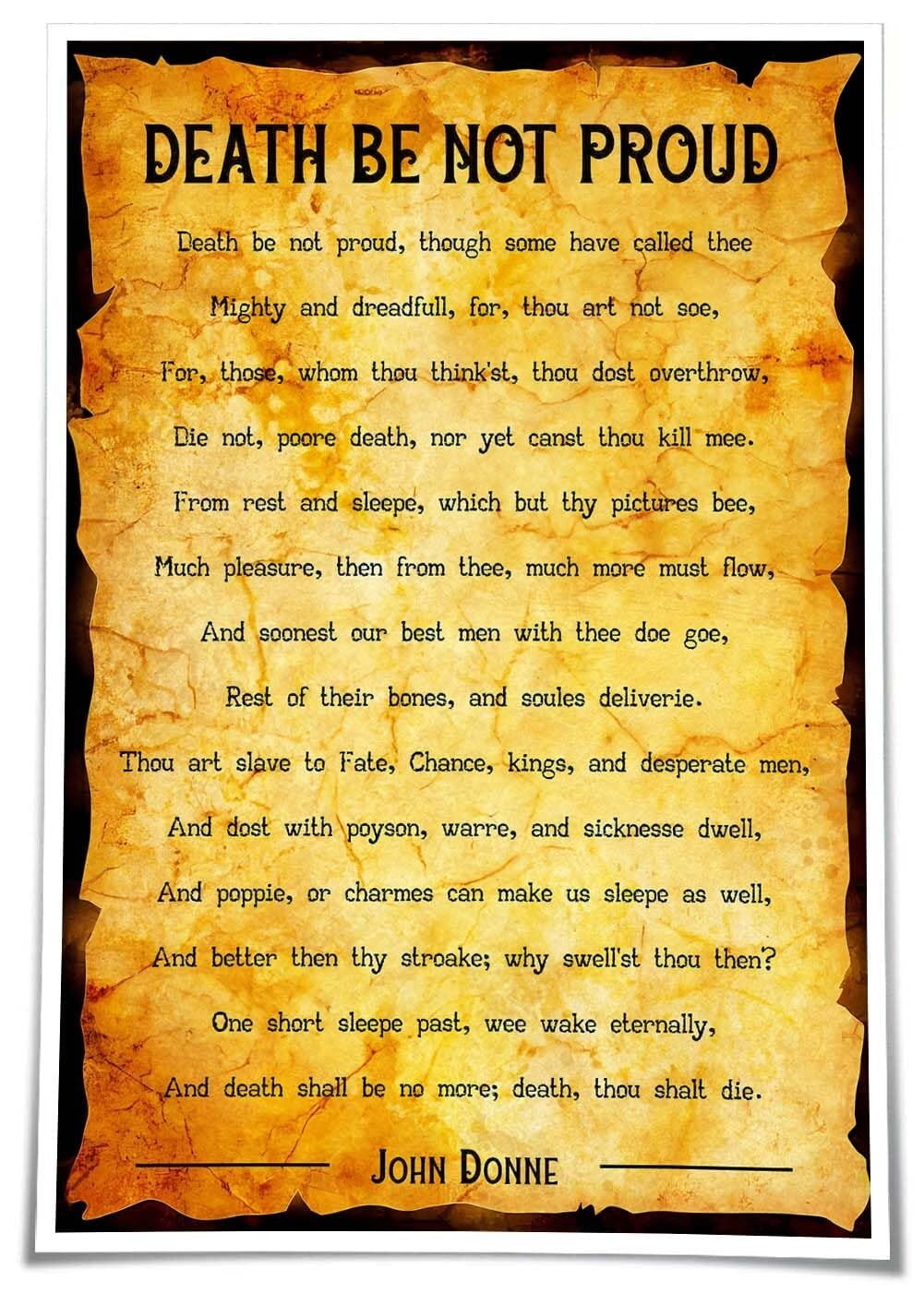 Death Be Not Proud Poem Wall Decor Poetry Poster for Bedroom Vertical ...