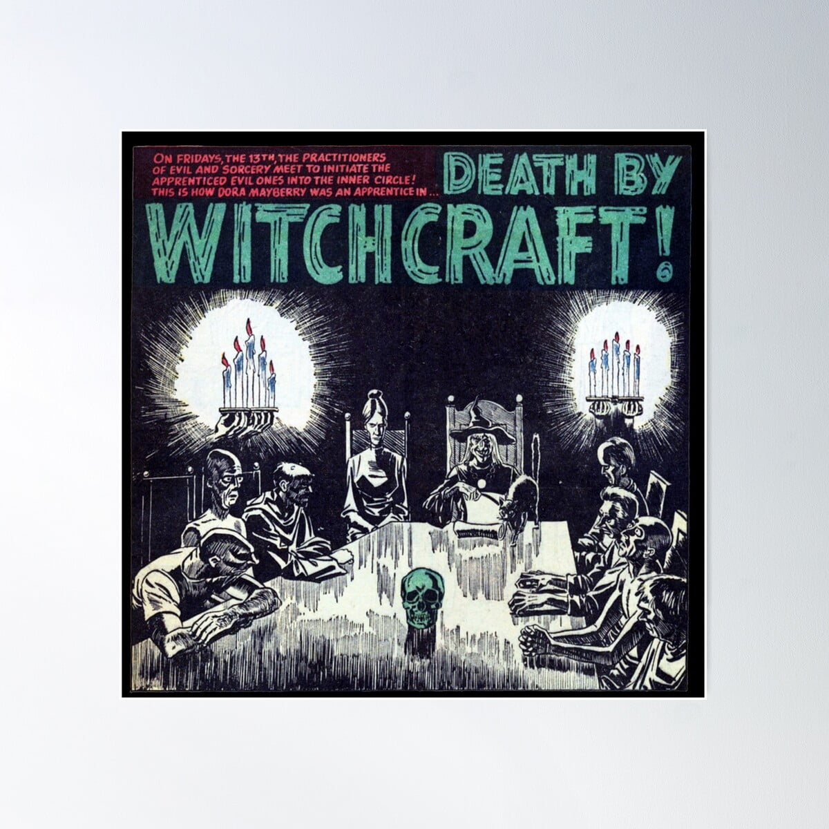 Death By Witchcraft Comic Panel Poster Wall Art, Modern Wall Decor For ...