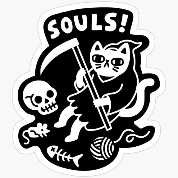 Death Cat Sticker Phone Decal Water Bottle Stickers Car Decals, Laptop ...