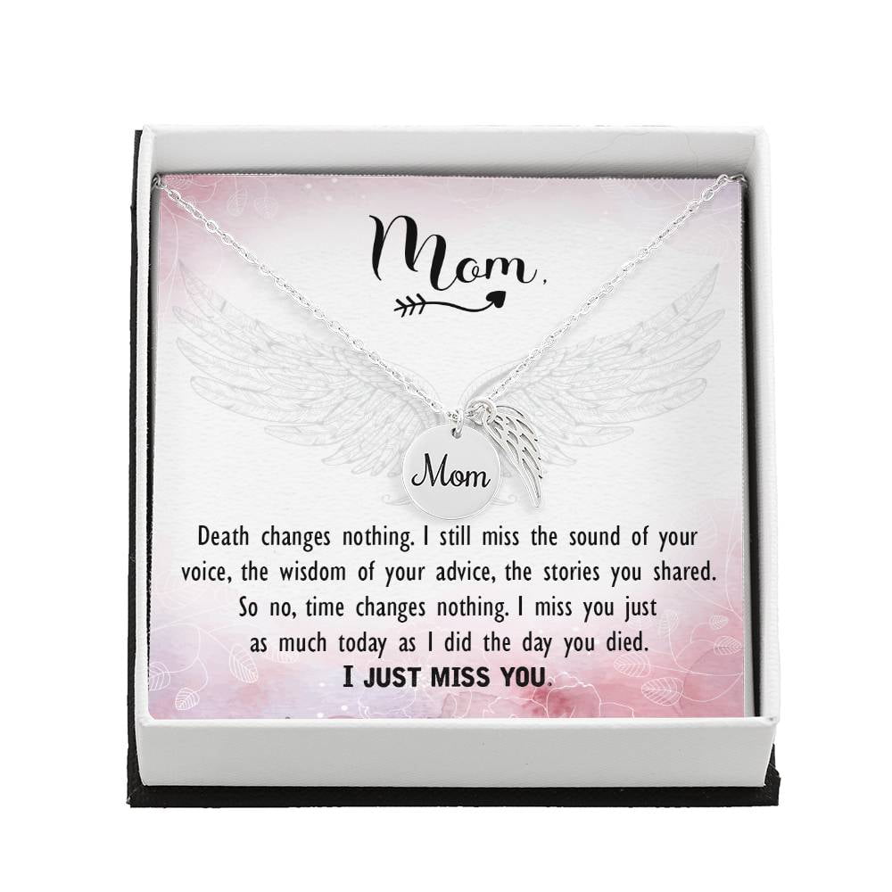Death Changes Nothing Mom Remembrance Necklace Angel Wing Charm ...