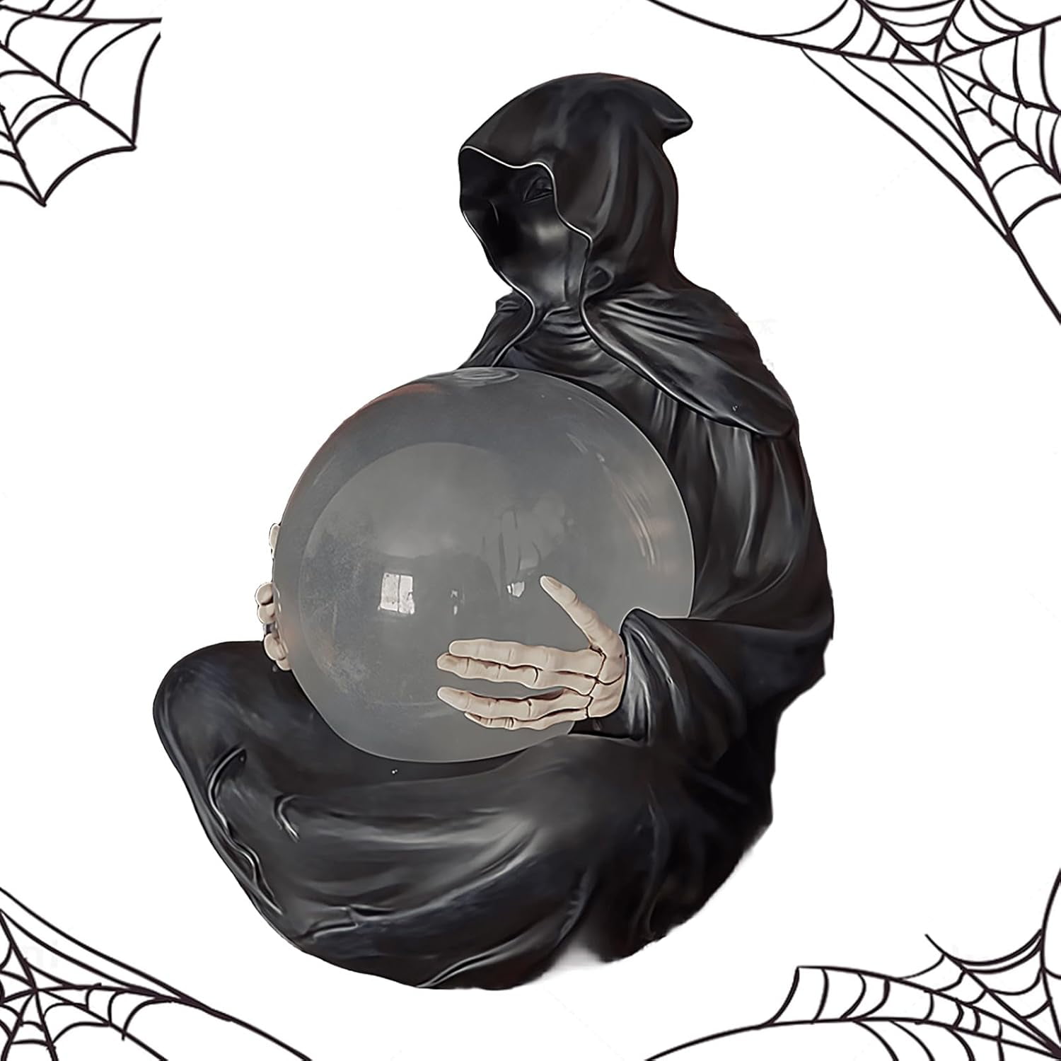 The Death God's Crystal Ball 5.9'', Grim Reaper Statue with Flying Bats ...