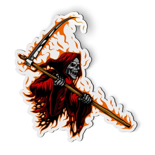 Death Grim Reaper Flames - 5.5" Magnet for Car Locker Refrigerator ...