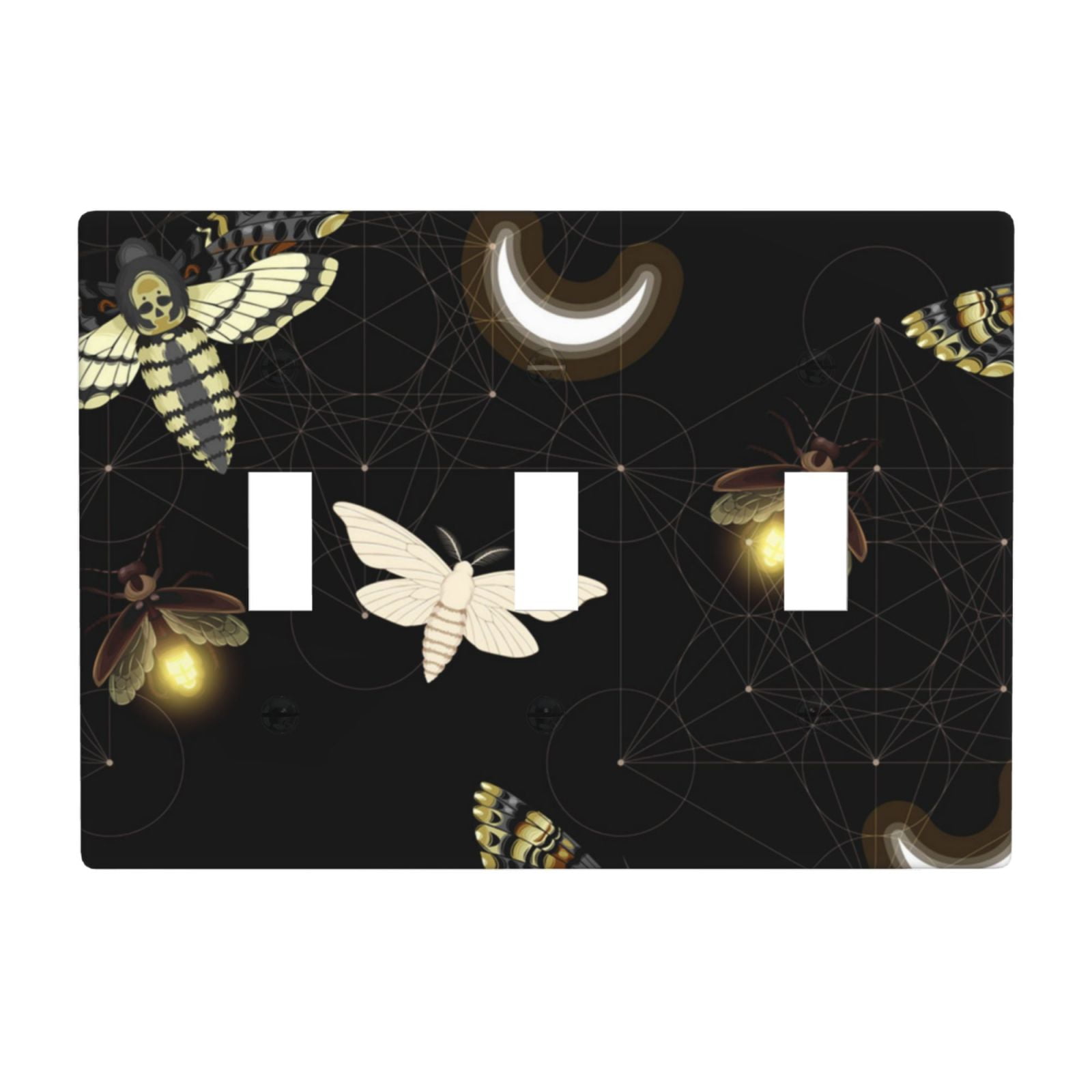 Death Head Hawk Moth Fireflies 3 Gang Light Switch Cover Decorative ...