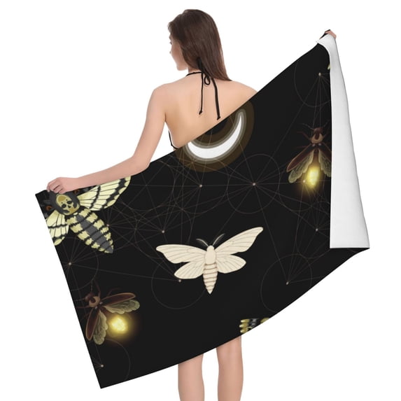 Death Head Hawk Moth Fireflies Beach Bath Towel Gym Spa Shower Towels ...