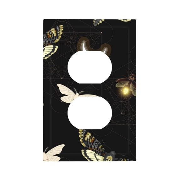 Death Head Hawk Moth Fireflies Duplex Wall Plate 1 Gang Decorative ...