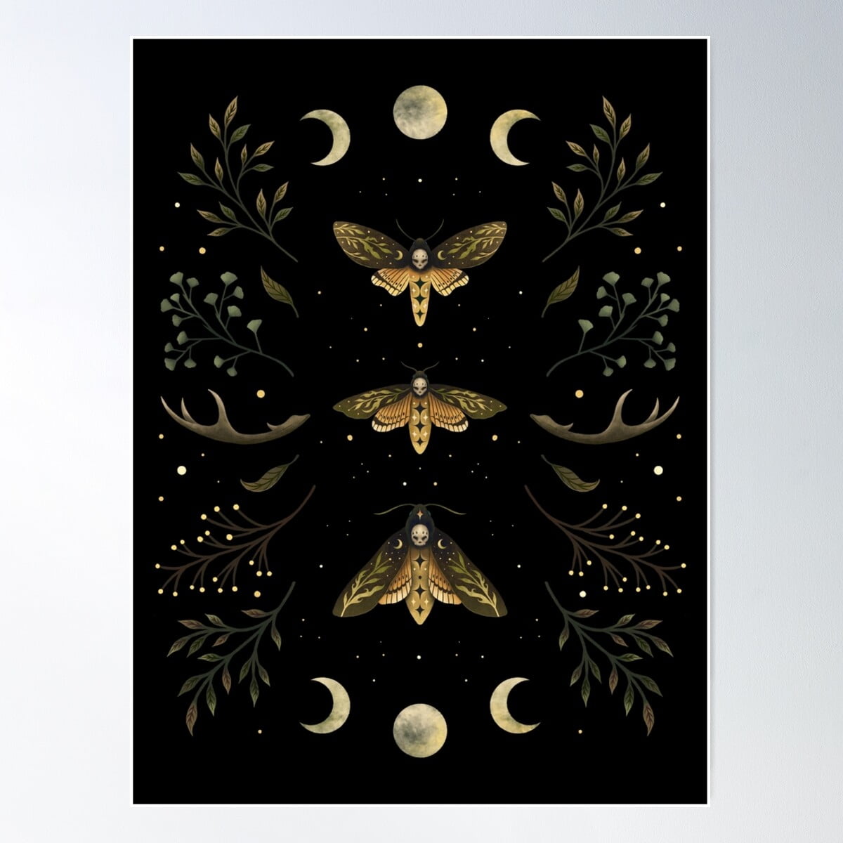 Death Head Moths Night Poster Wall Art, Modern Wall Decor For Living ...