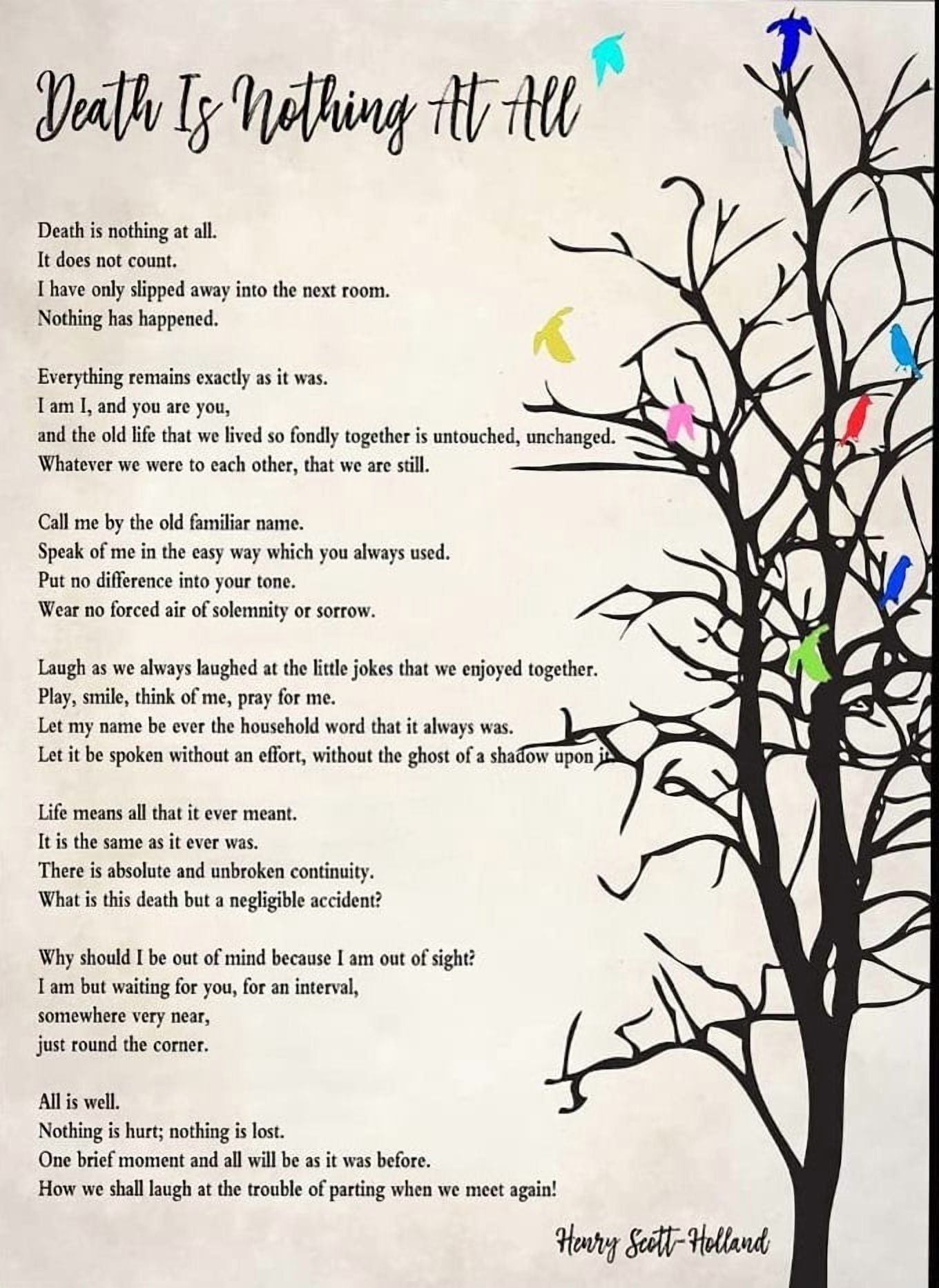 Death Is Nothing At All Poem Wall Art Henry Scott-Holland Quote Poster ...