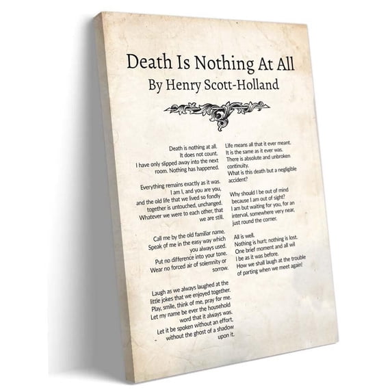 Death Is Nothing At All Poem Wall Decor Bedroom Aesthetic Artwork ...