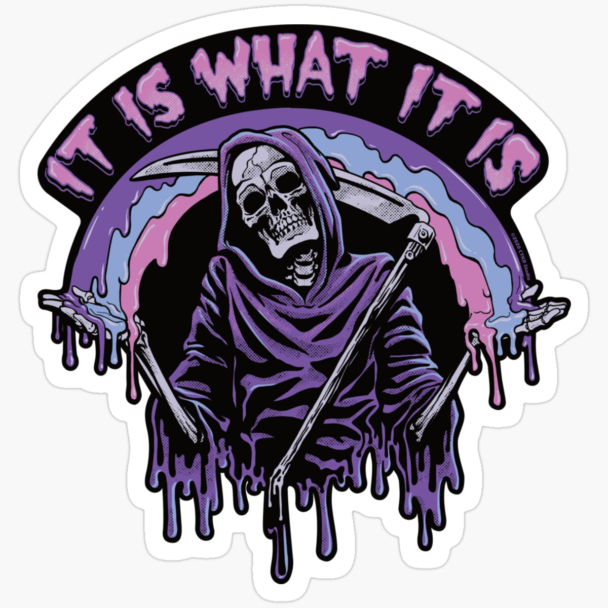 Death ~ It Is What It Is ~ Pastel Goth Grim Reaper Drip Sticker. Gift ...