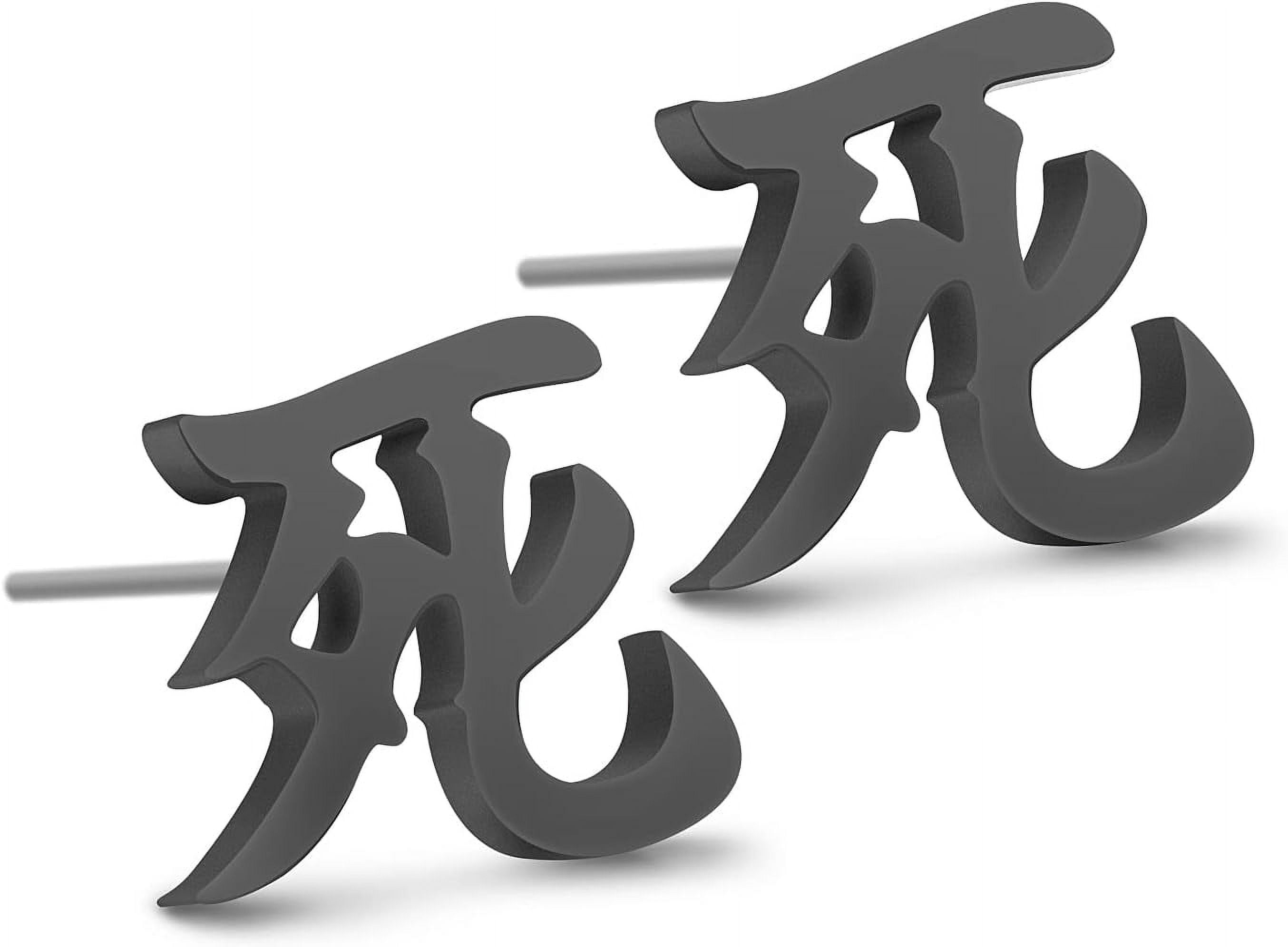 Death Kanji Stud Earrings for Japanese Stainless Steel Black Earring ...