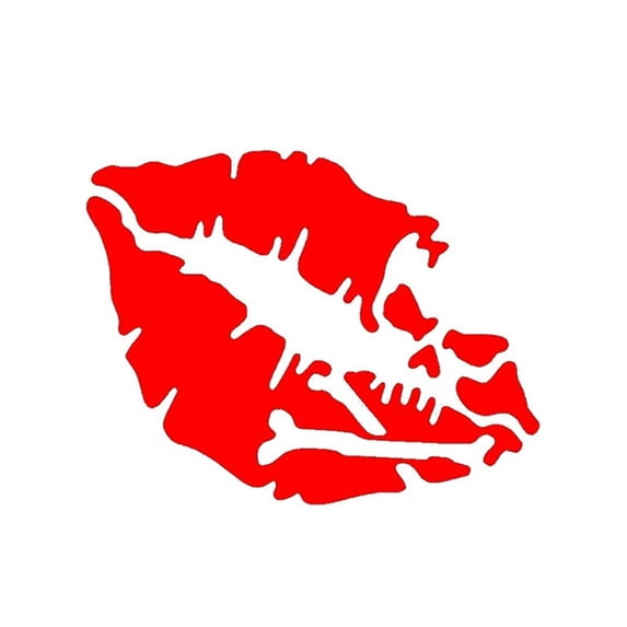 Death Kiss Skull Lips Crossbones Yeti Die Cut Vinyl Decal Oracle (Red ...