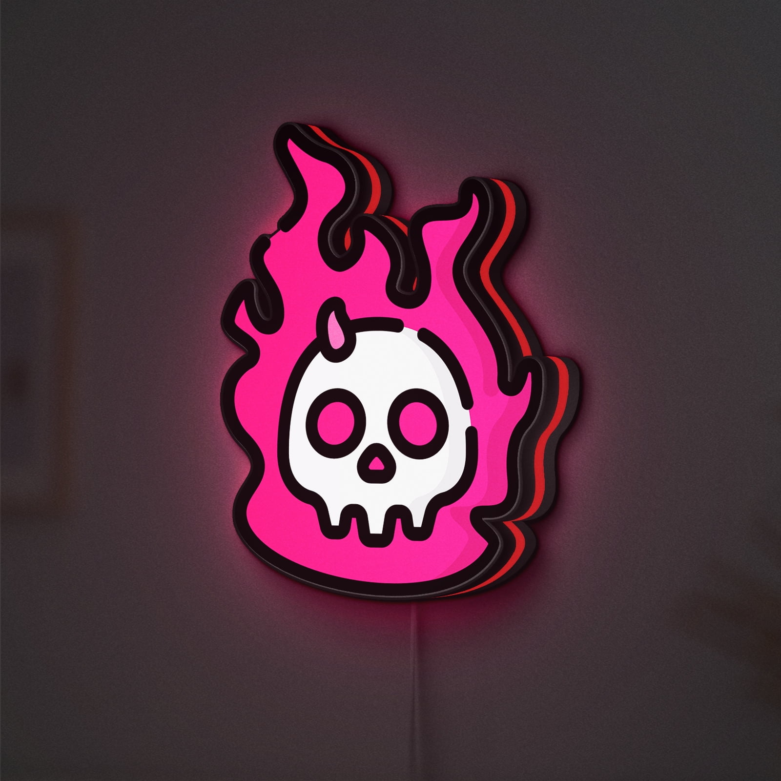 Death LED Lightbox - Halloween Horror Skull Fire Decor, Custom Led Sign ...