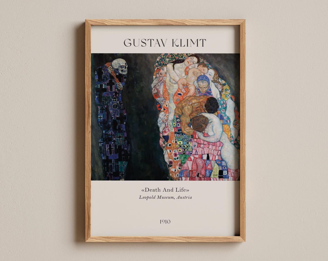 Death And Life Print, Gustav Klimt Symbolic Painting, 1910 Masterpiece ...