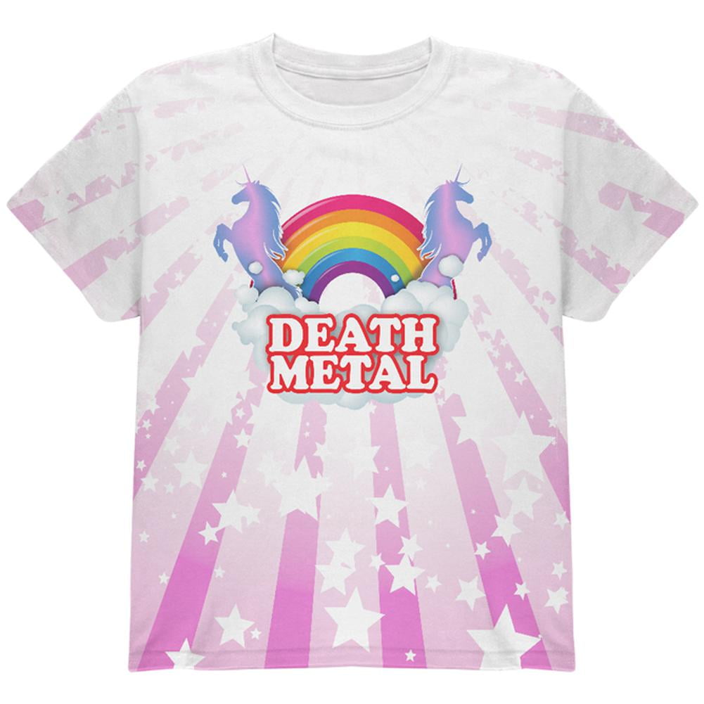 Death Metal Rainbow Unicorns All Over Youth T Shirt Multi YLG - Walmart.com