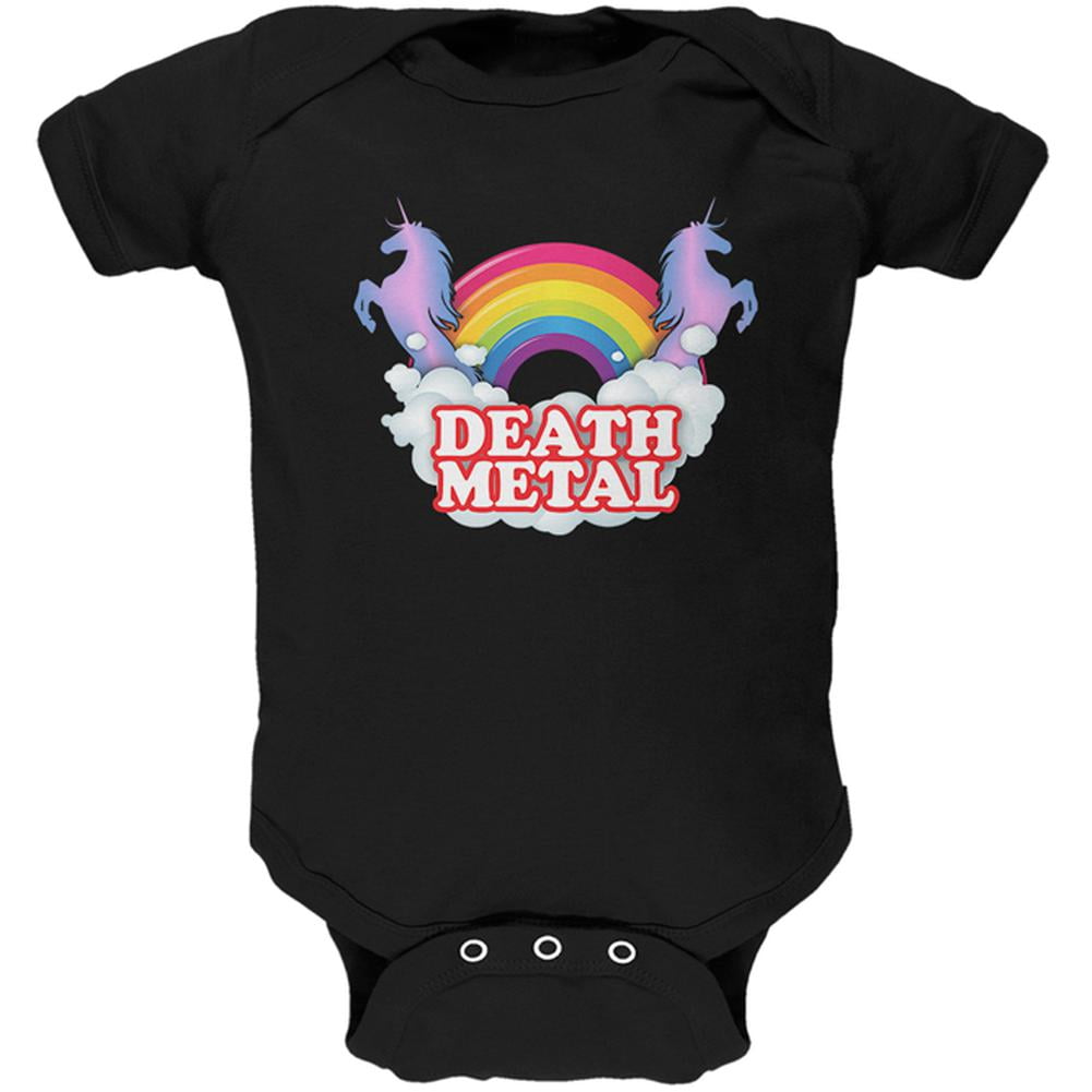 Death Metal Rainbow Unicorns Soft Baby One Piece Black 9-12 M - Walmart.com