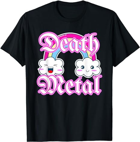 Death Metal Rock Music Fan, Cute Kawaii Rainbow Heavy Metal T-Shirt ...