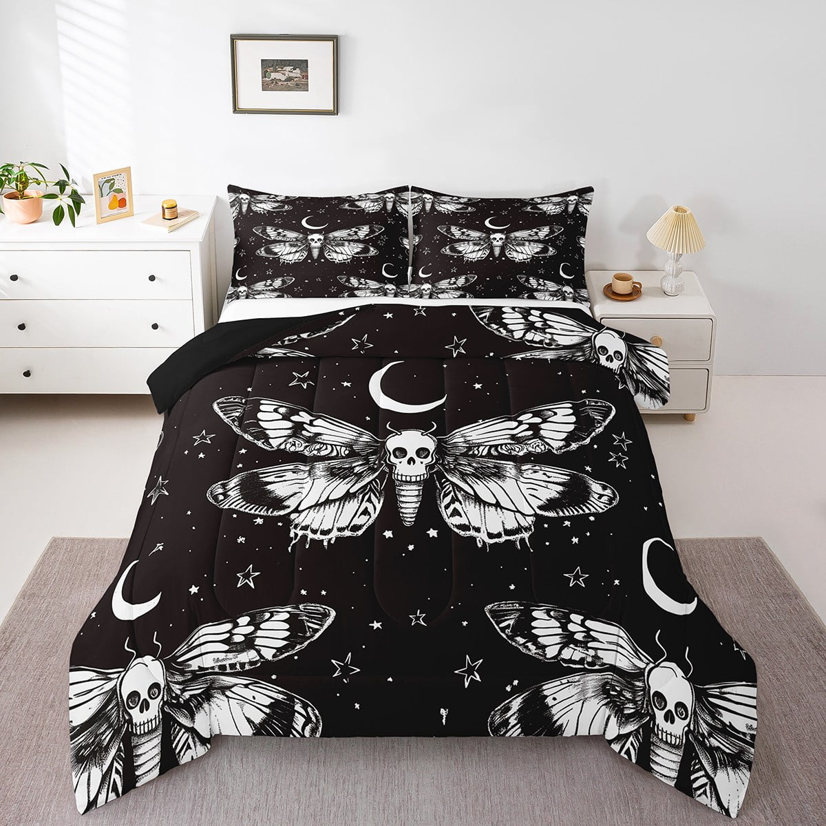 Death Moth Bedding Queen Size for Boys Girls Sugar Skull Print ...