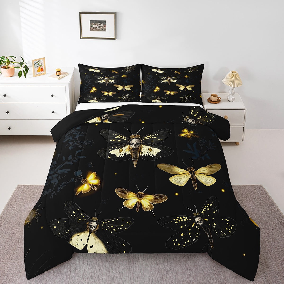 Death Moth Comforter Set Halloween Decor Gothic Style Bedding Sugar ...